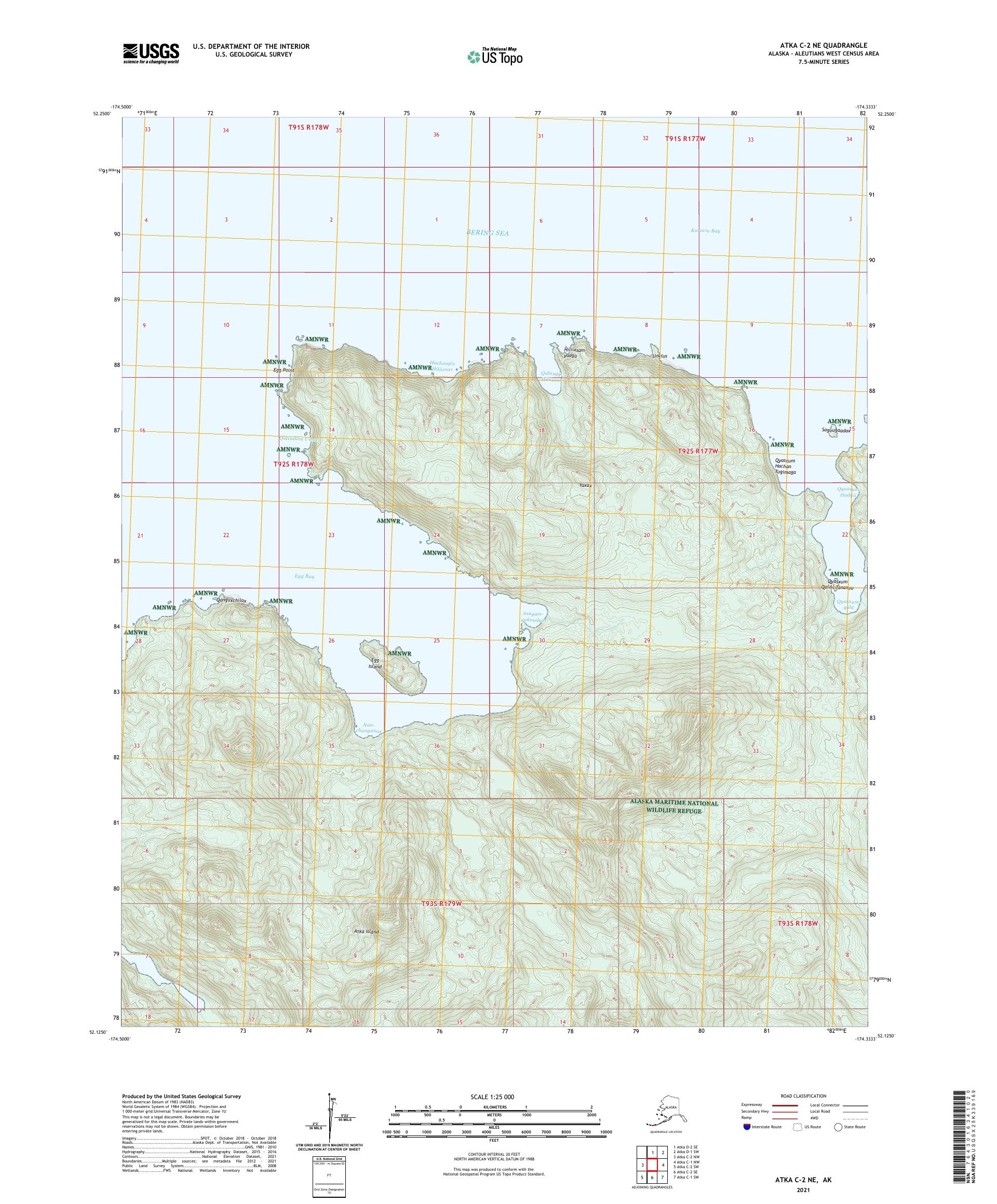 Atka C-2 NE Alaska US Topo Map – MyTopo Map Store