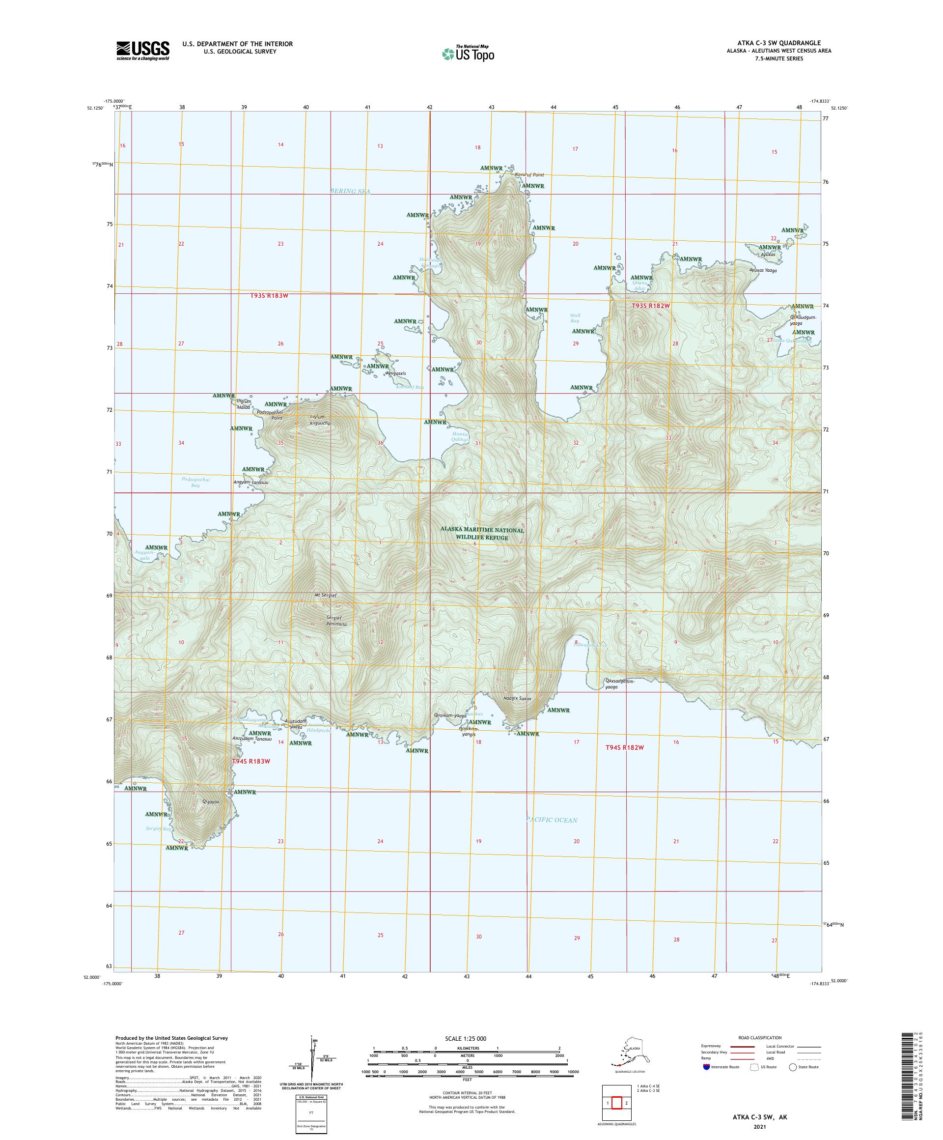 Atka C-3 SW Alaska US Topo Map – MyTopo Map Store