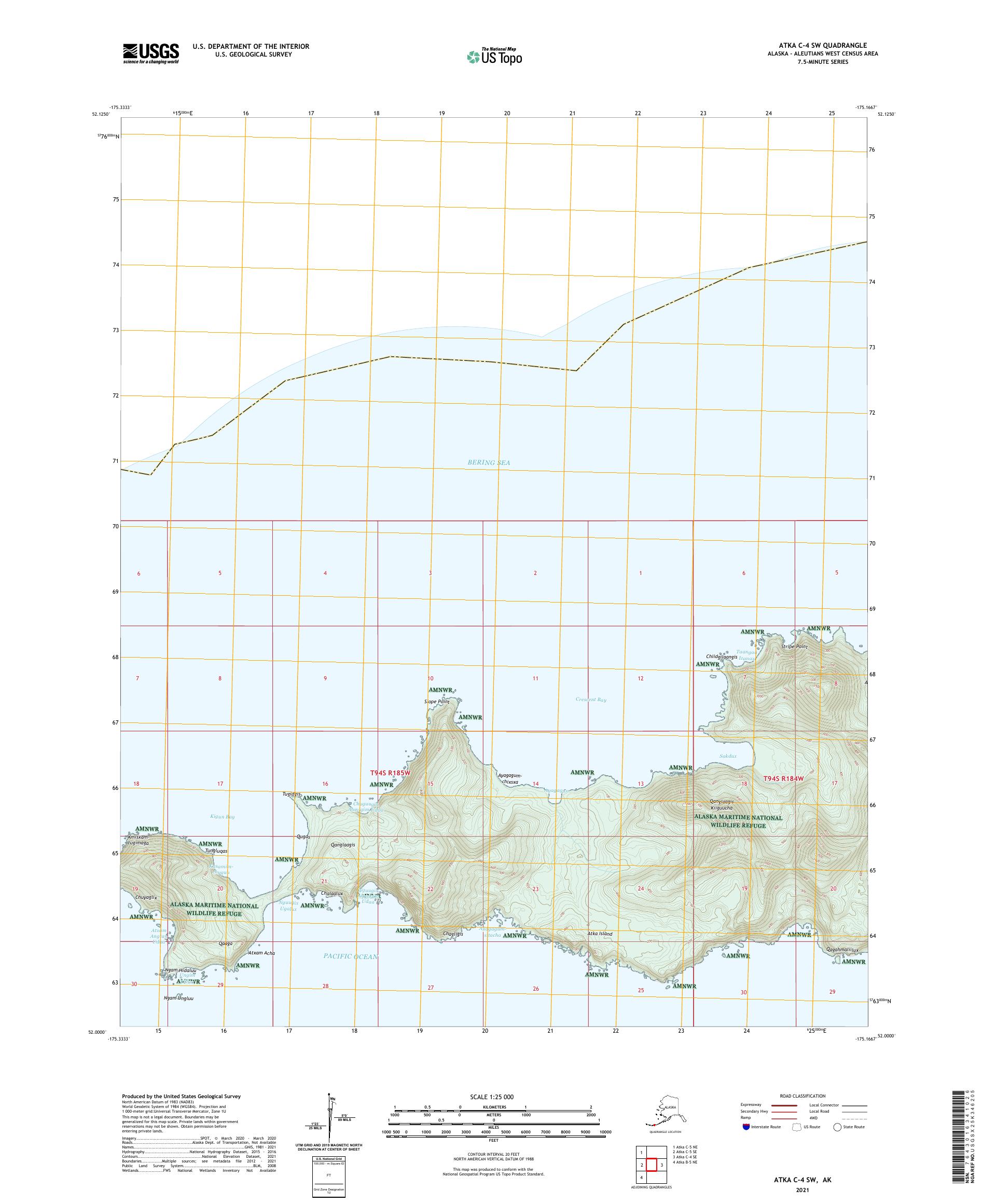 Atka C-4 SW Alaska US Topo Map – MyTopo Map Store