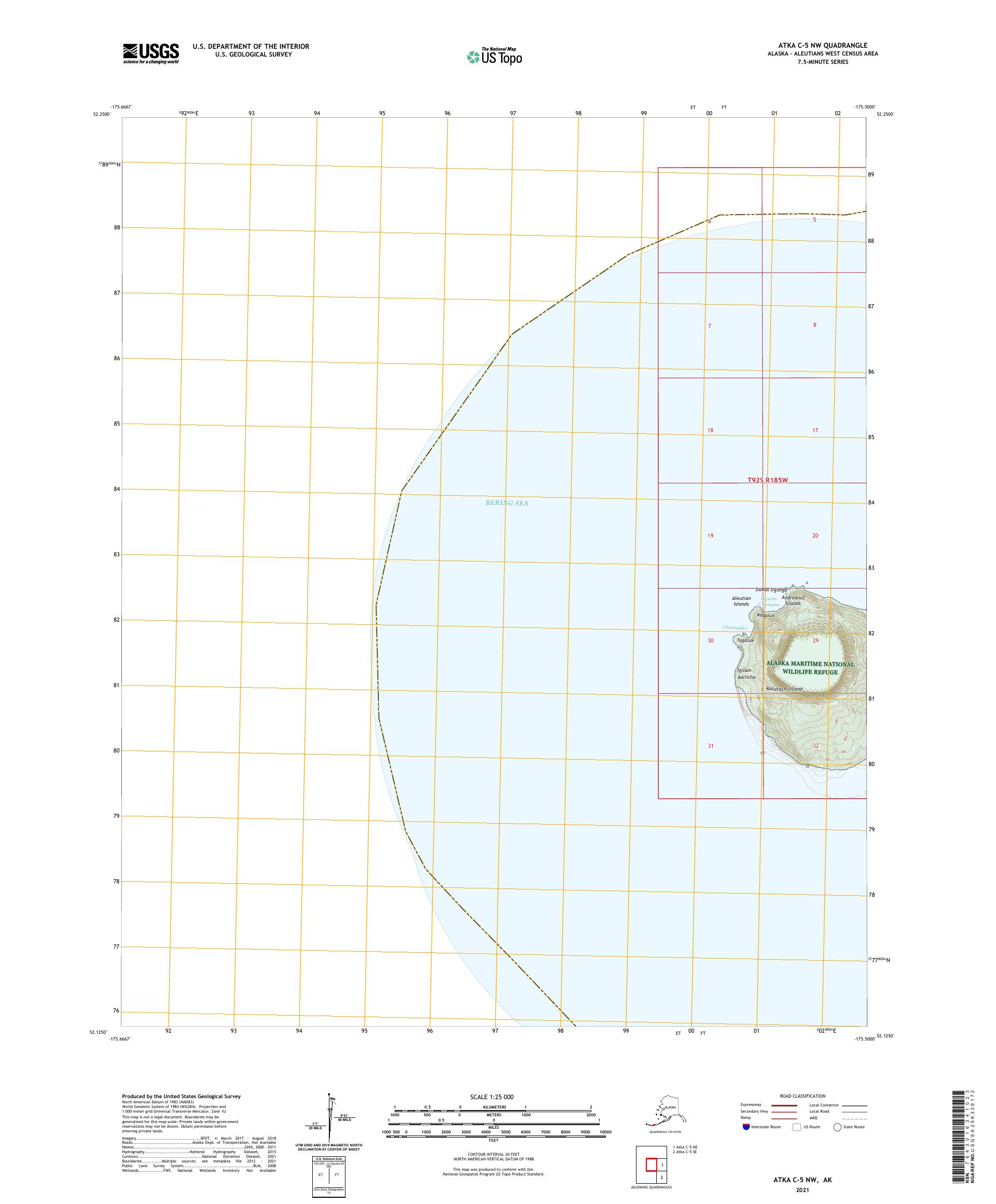 Atka C-5 NW Alaska US Topo Map – MyTopo Map Store