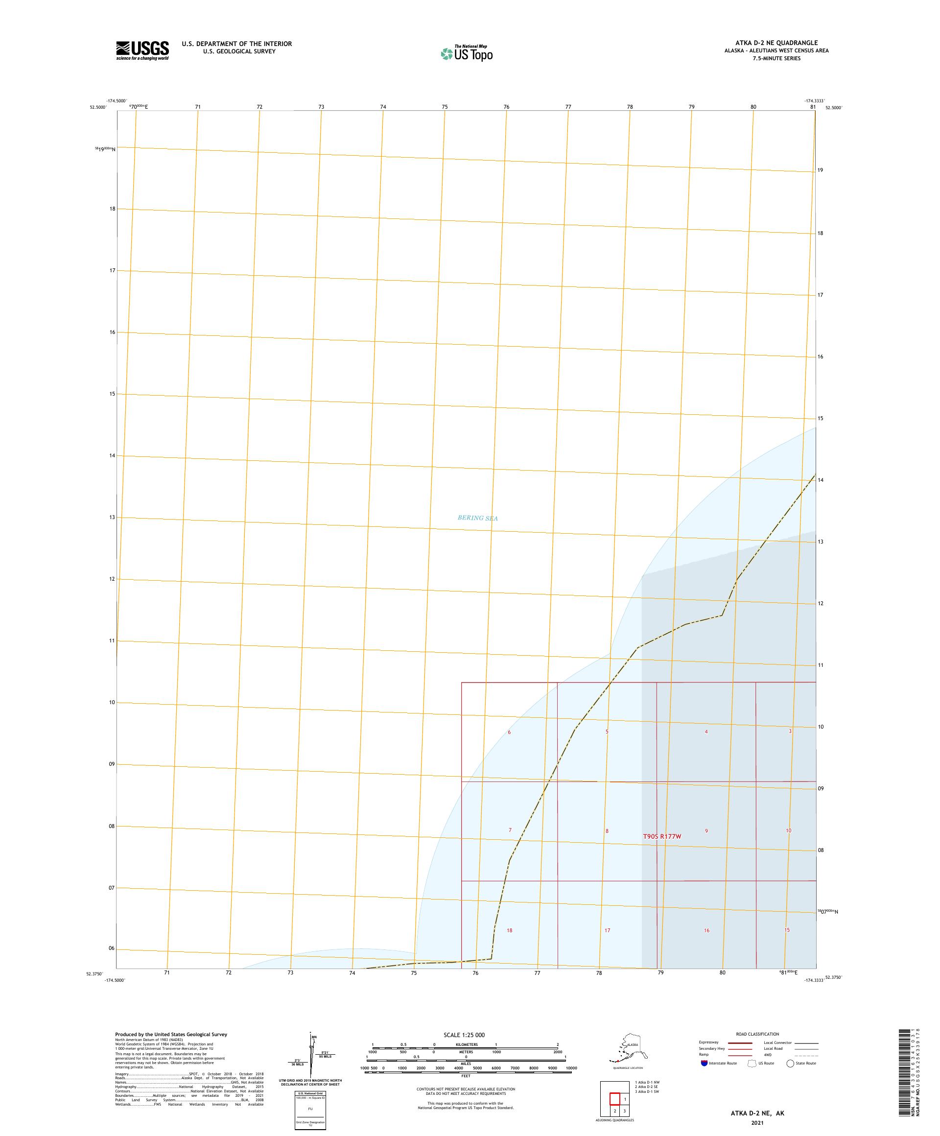 Atka D-2 NE Alaska US Topo Map – MyTopo Map Store