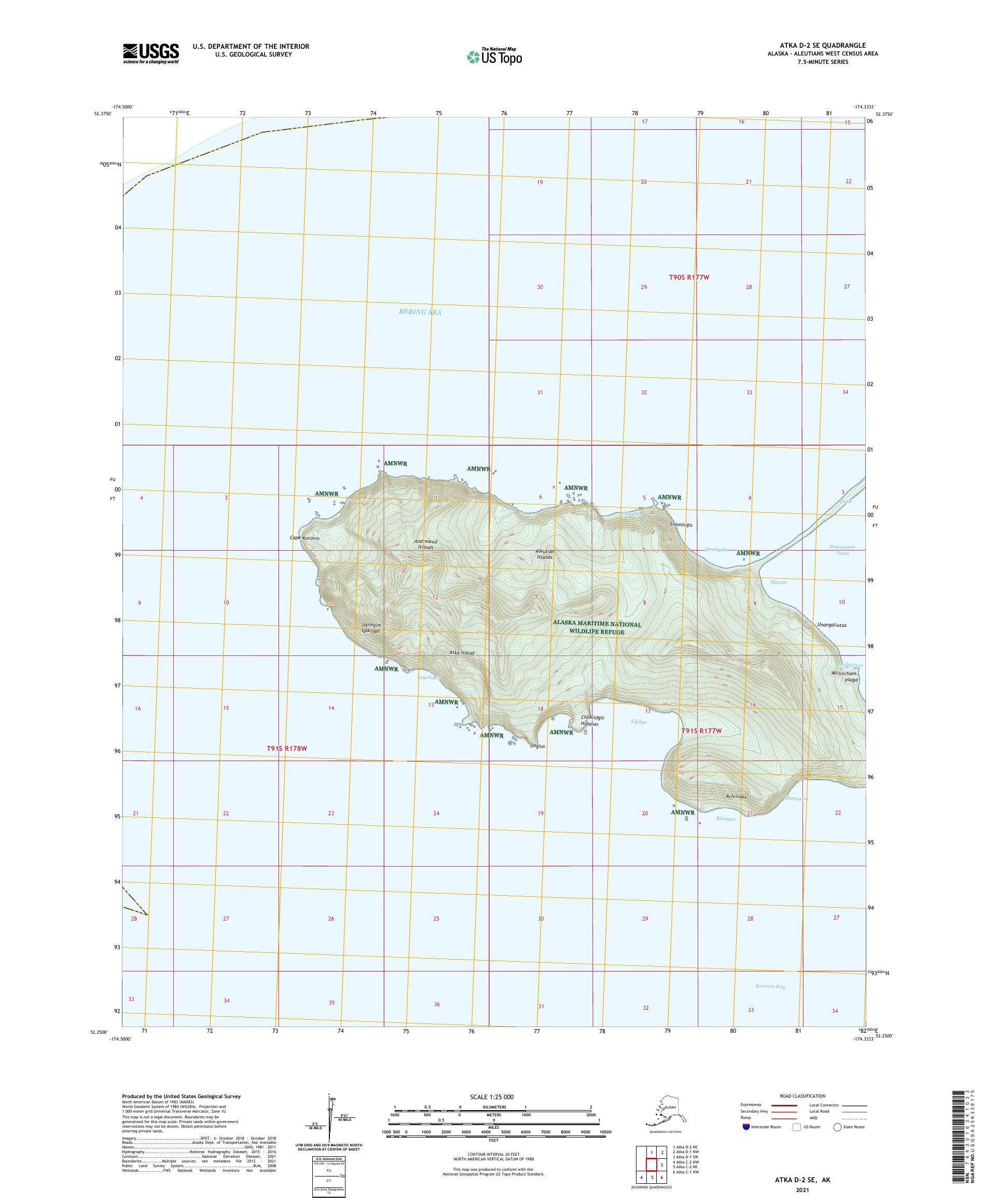 Atka D-2 SE Alaska US Topo Map – MyTopo Map Store