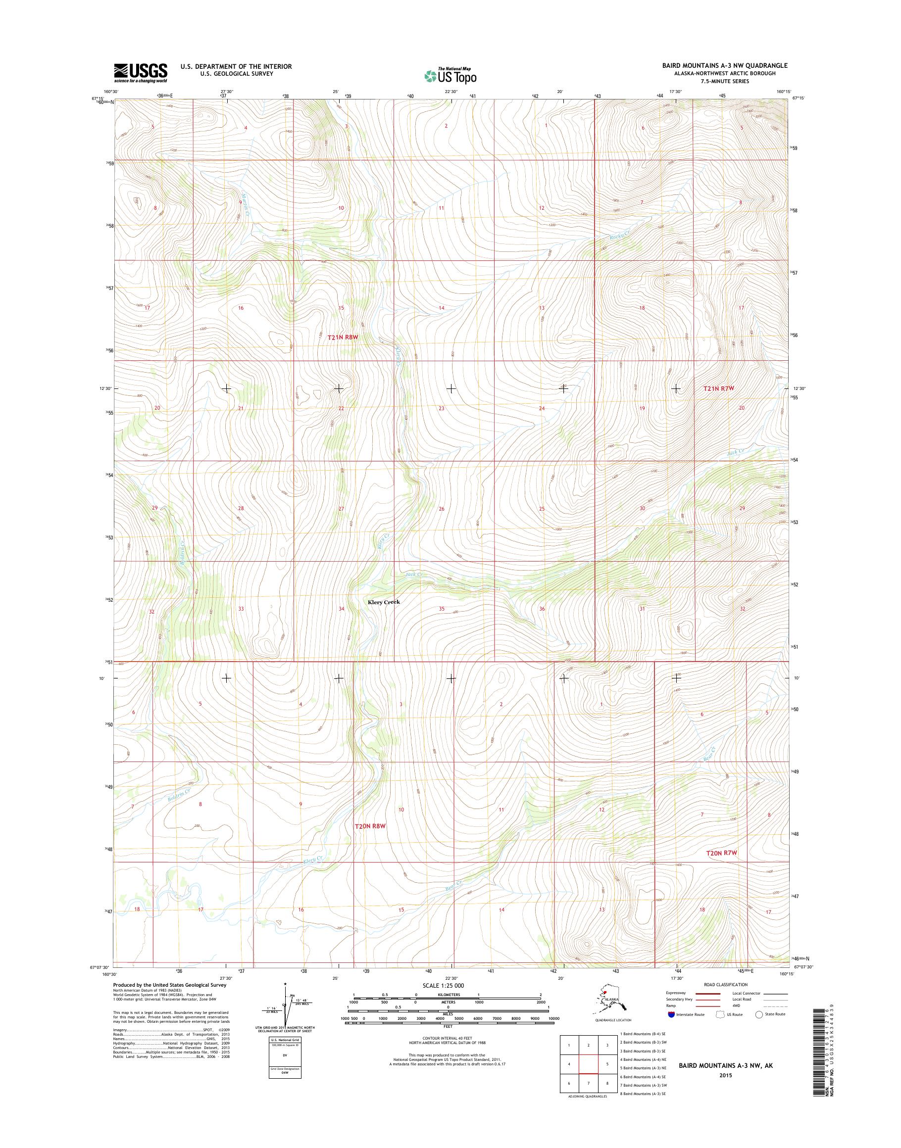 Baird Mountains A-3 NW Alaska US Topo Map – MyTopo Map Store