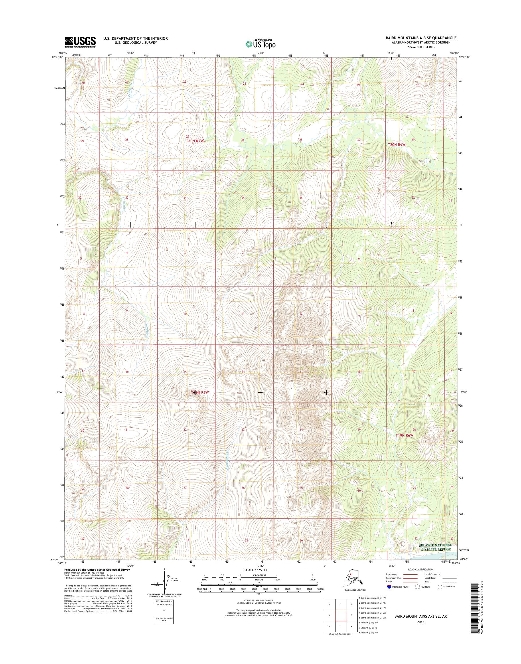 Baird Mountains A-3 SE Alaska US Topo Map – MyTopo Map Store