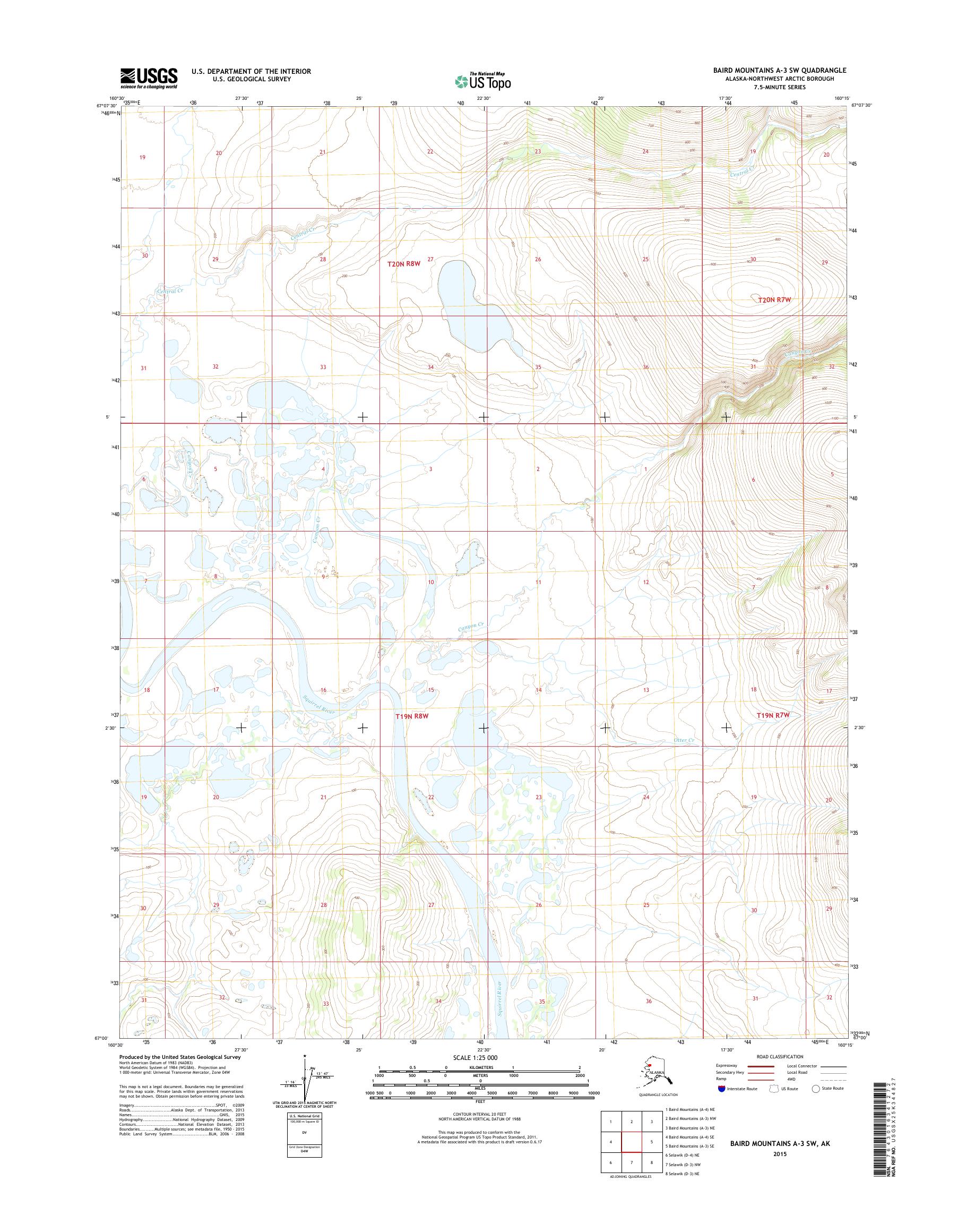 Baird Mountains A-3 SW Alaska US Topo Map – MyTopo Map Store