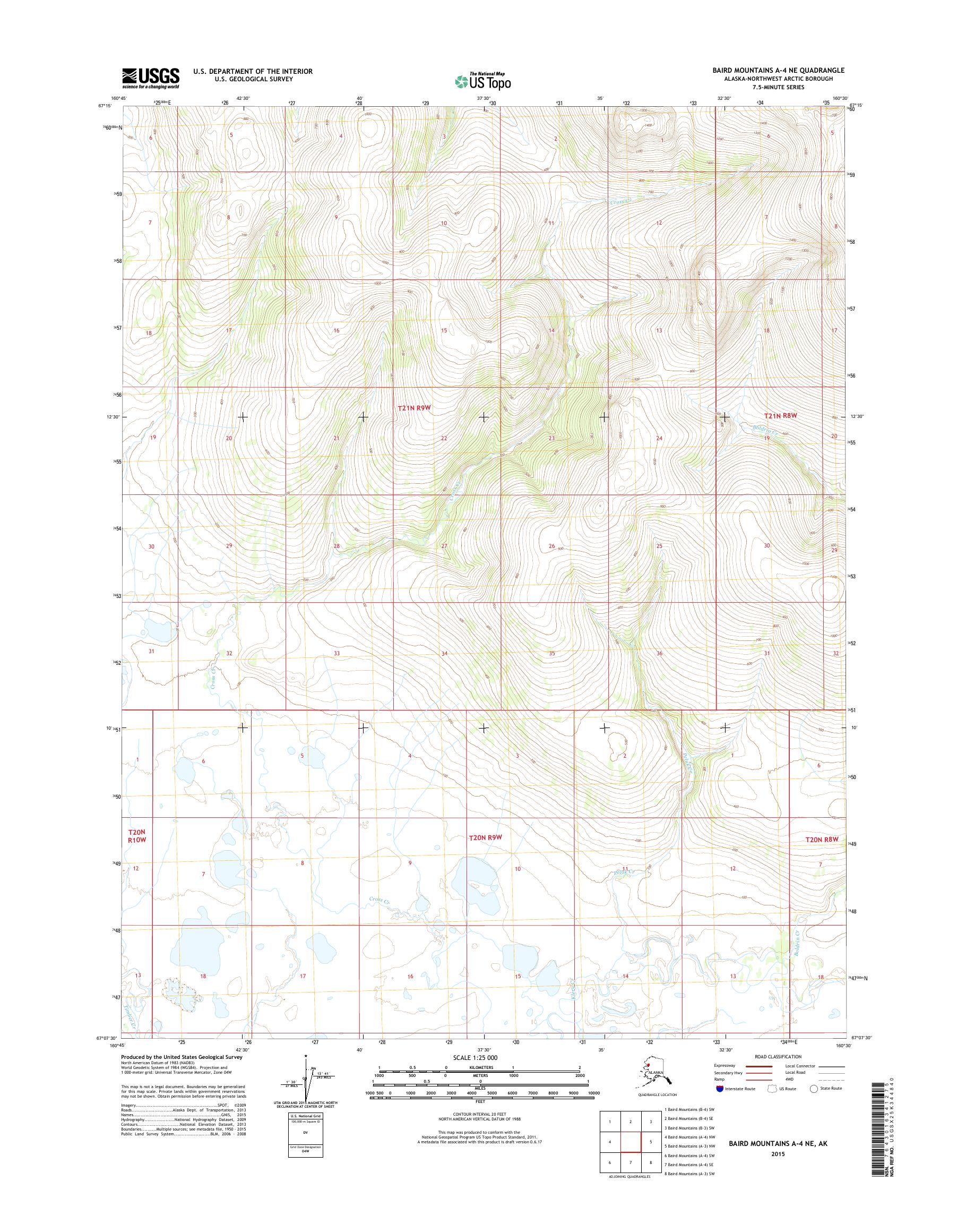 Baird Mountains A-4 NE Alaska US Topo Map – MyTopo Map Store
