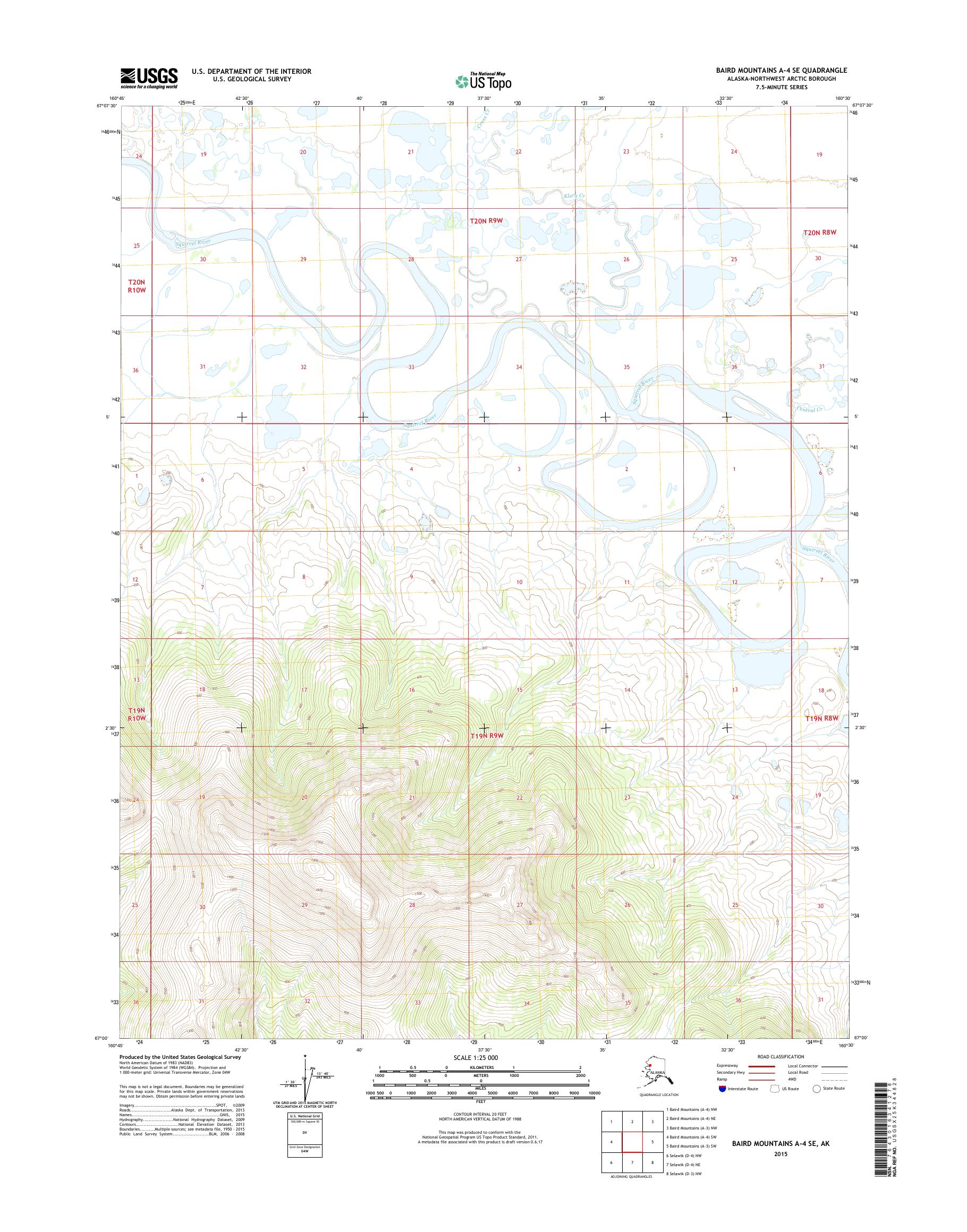 Baird Mountains A-4 SE Alaska US Topo Map – MyTopo Map Store