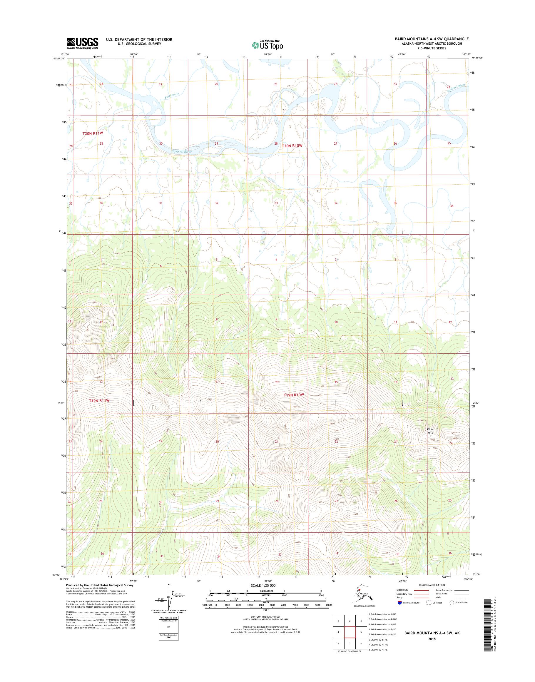 Baird Mountains A-4 SW Alaska US Topo Map – MyTopo Map Store