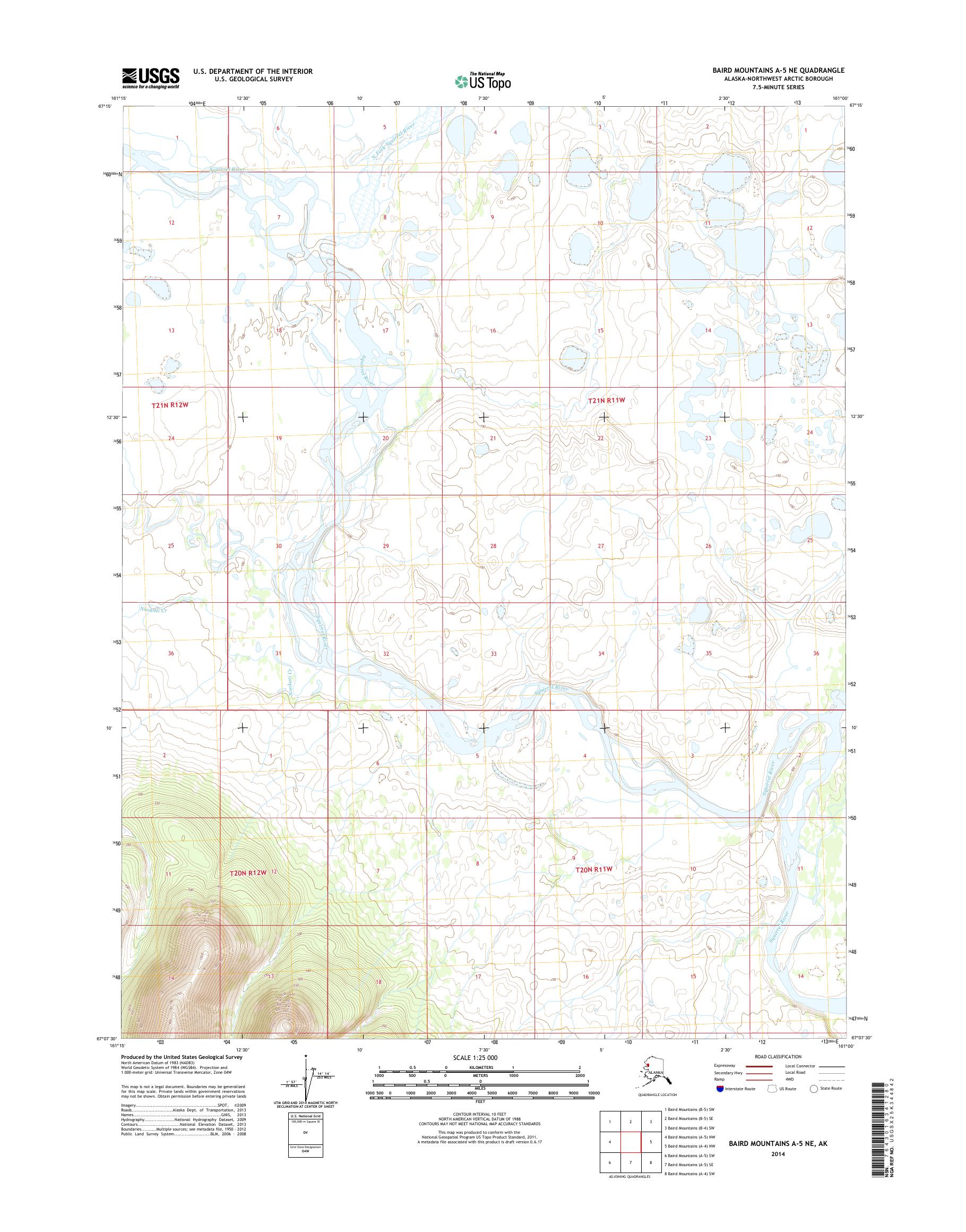Baird Mountains A-5 NE Alaska US Topo Map – MyTopo Map Store