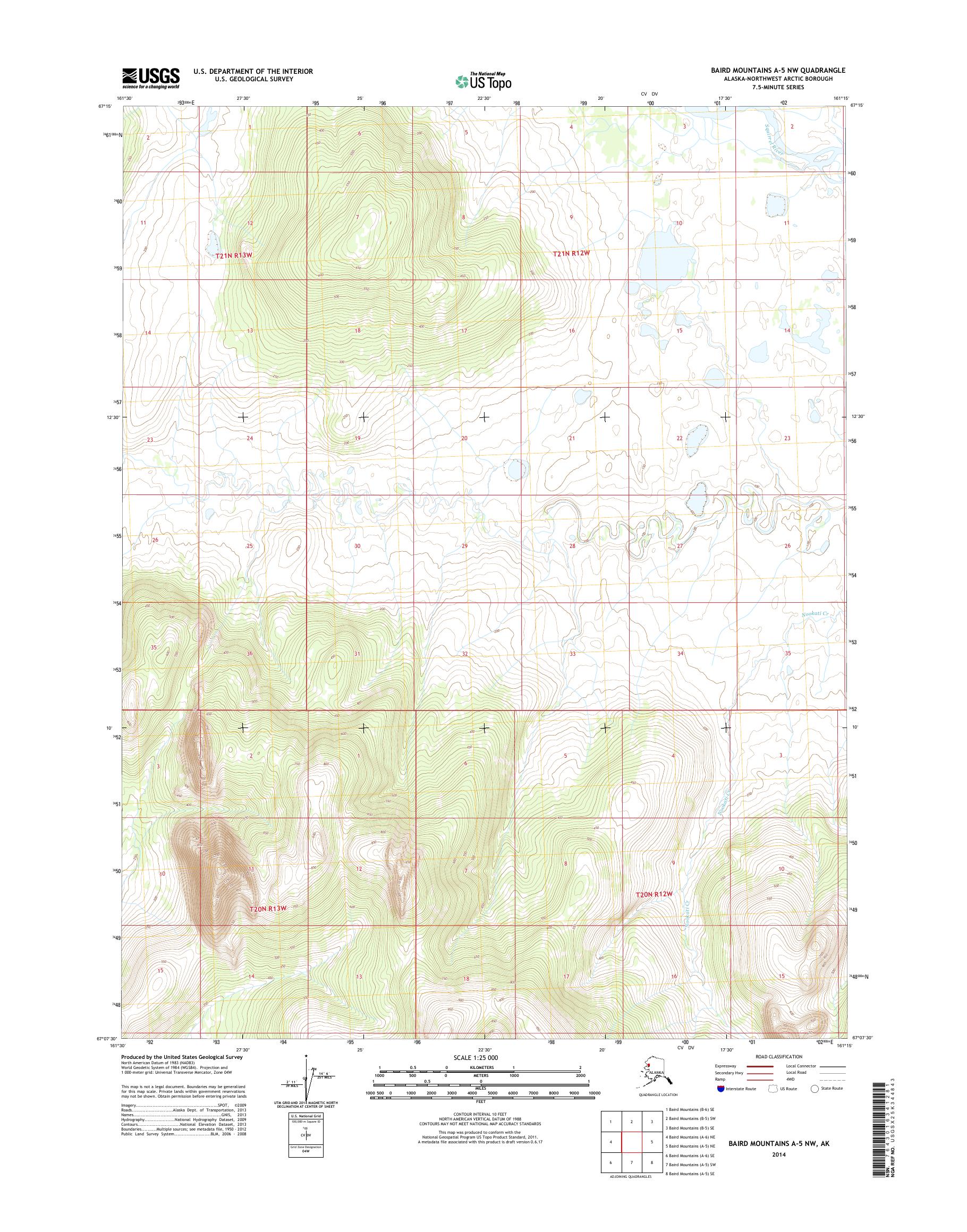 Baird Mountains A-5 NW Alaska US Topo Map – MyTopo Map Store
