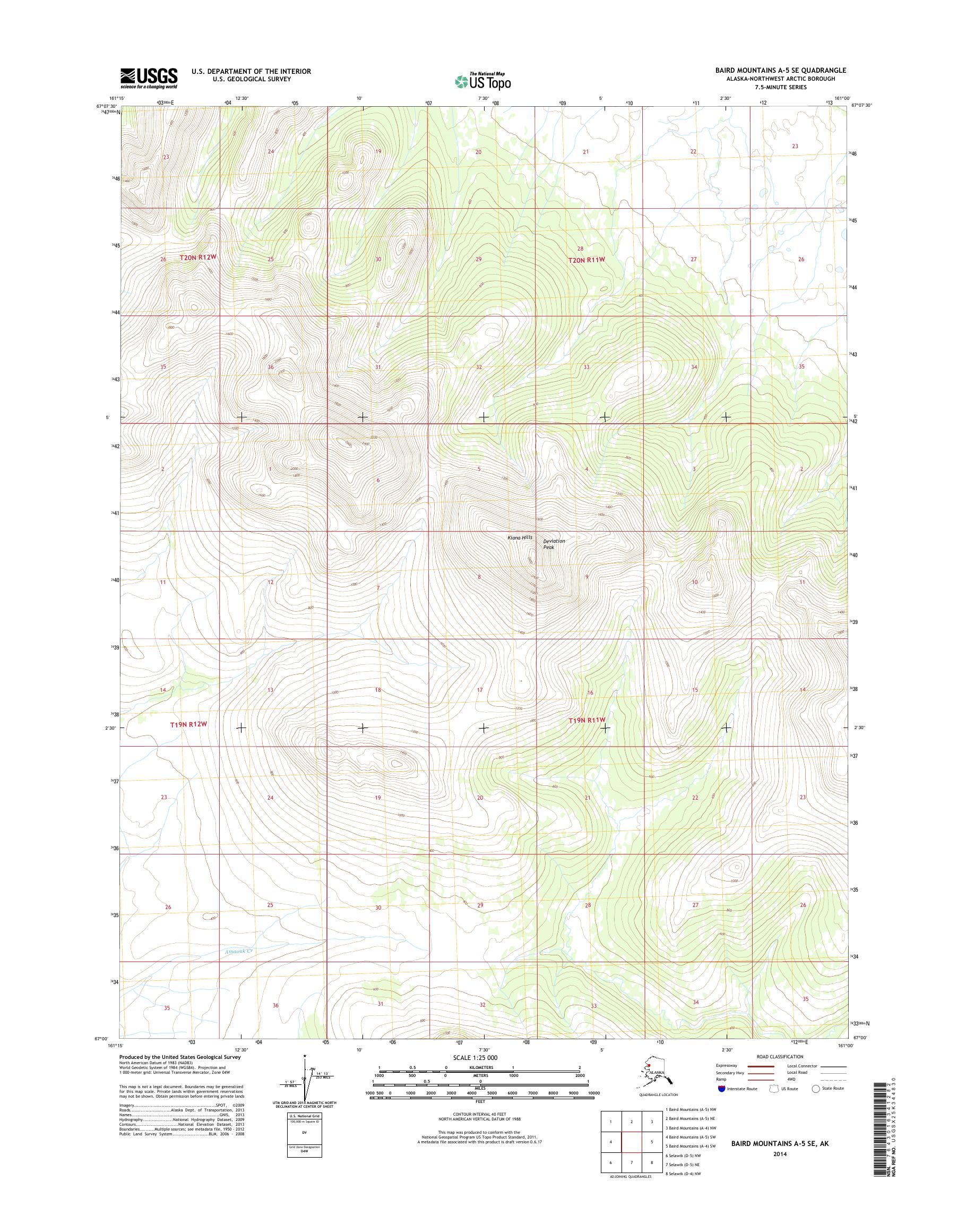 Baird Mountains A-5 SE Alaska US Topo Map – MyTopo Map Store