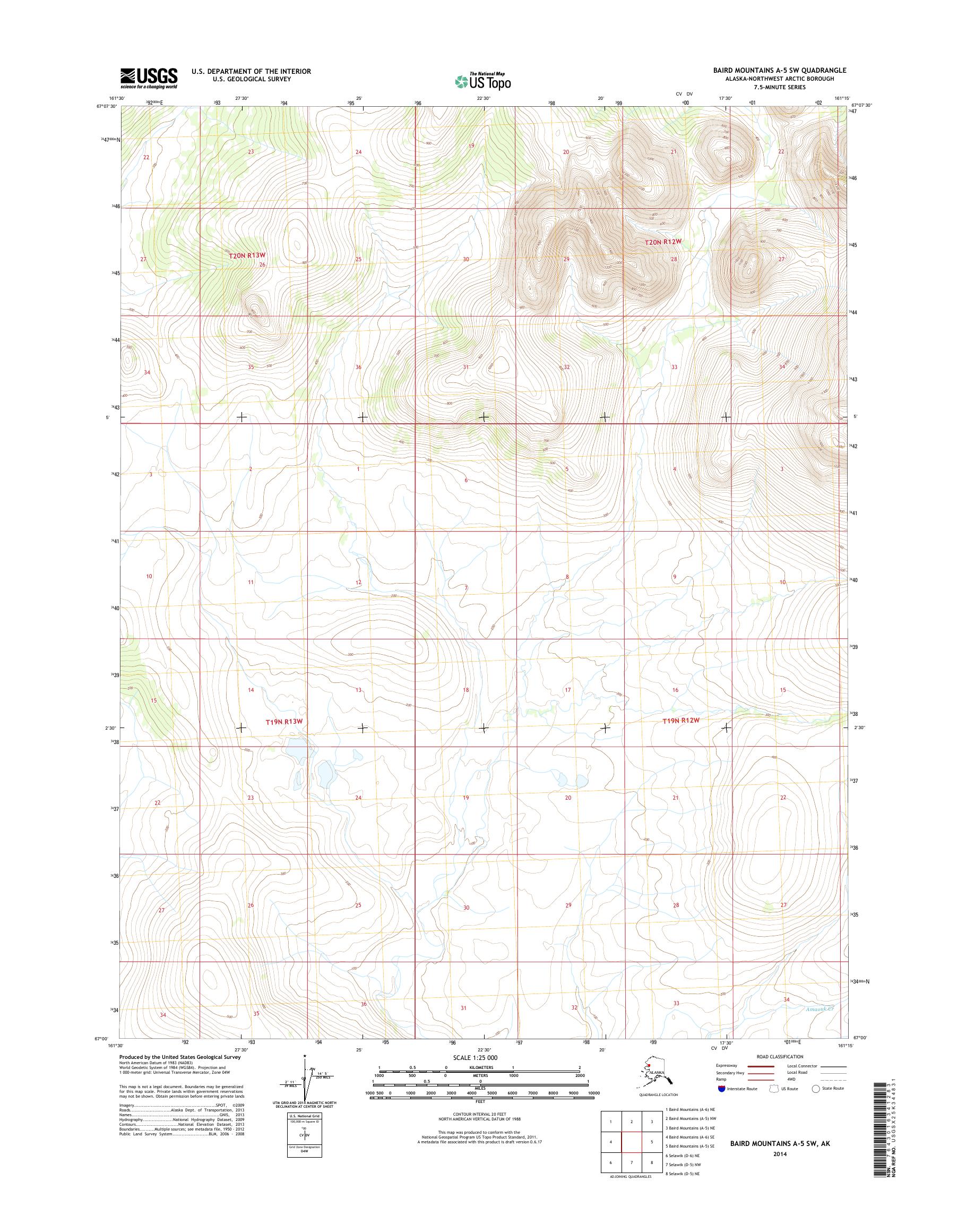 Baird Mountains A-5 SW Alaska US Topo Map – MyTopo Map Store