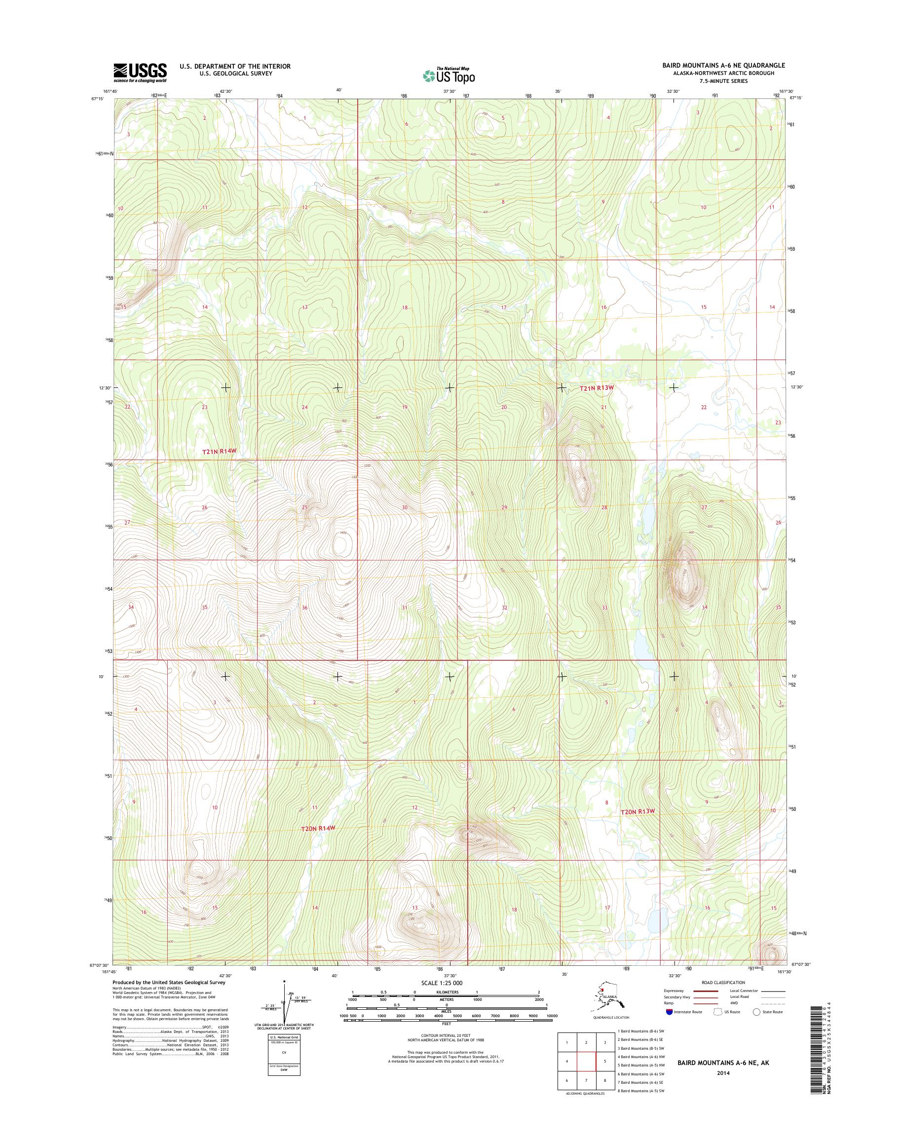 Baird Mountains A-6 NE Alaska US Topo Map – MyTopo Map Store