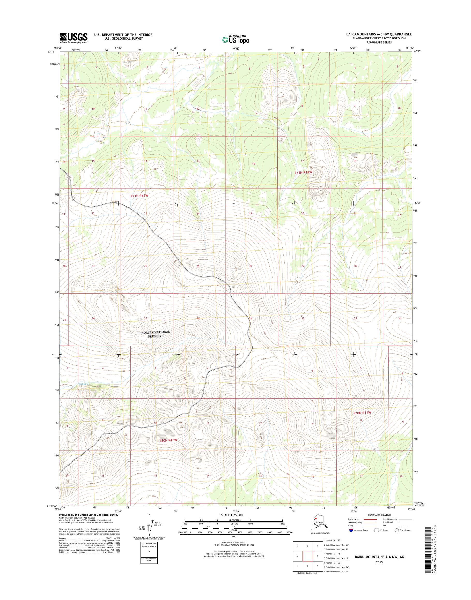 Baird Mountains A-6 NW Alaska US Topo Map – MyTopo Map Store