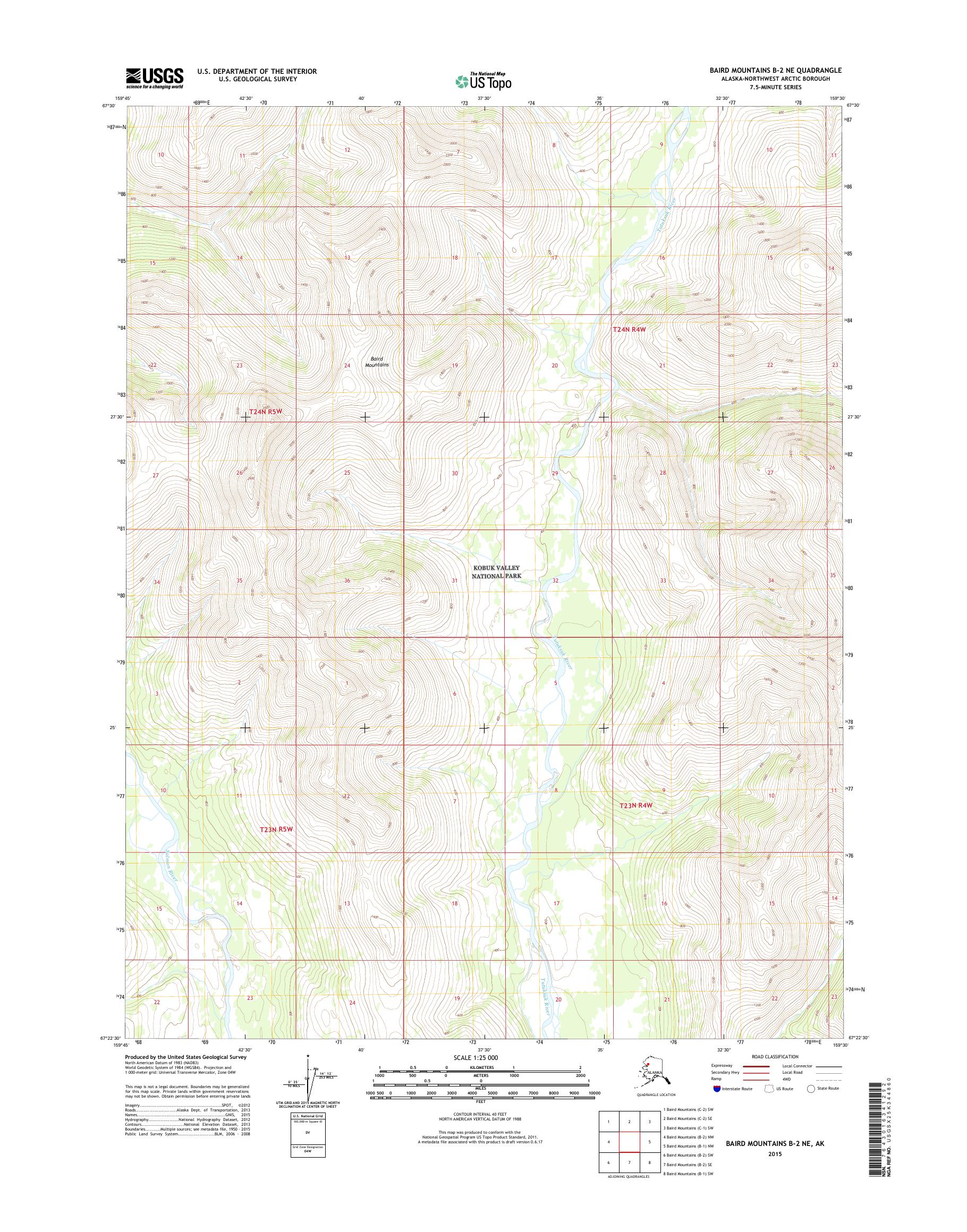 Baird Mountains B-2 NE Alaska US Topo Map – MyTopo Map Store