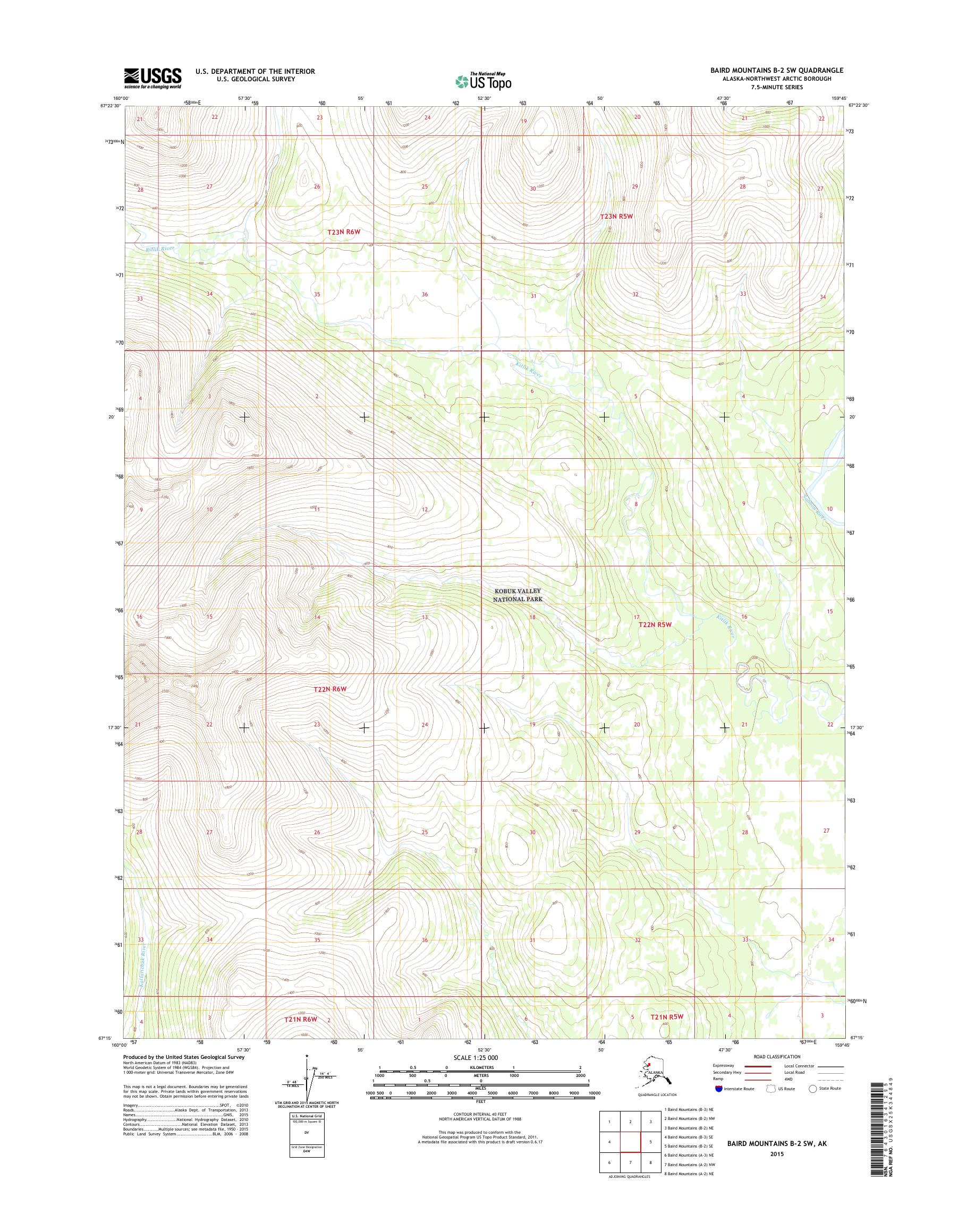 Baird Mountains B-2 SW Alaska US Topo Map – MyTopo Map Store
