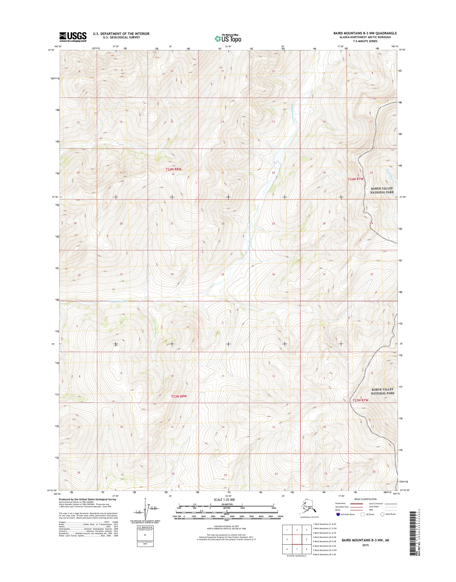 Baird Mountains B-3 NW Alaska US Topo Map – MyTopo Map Store