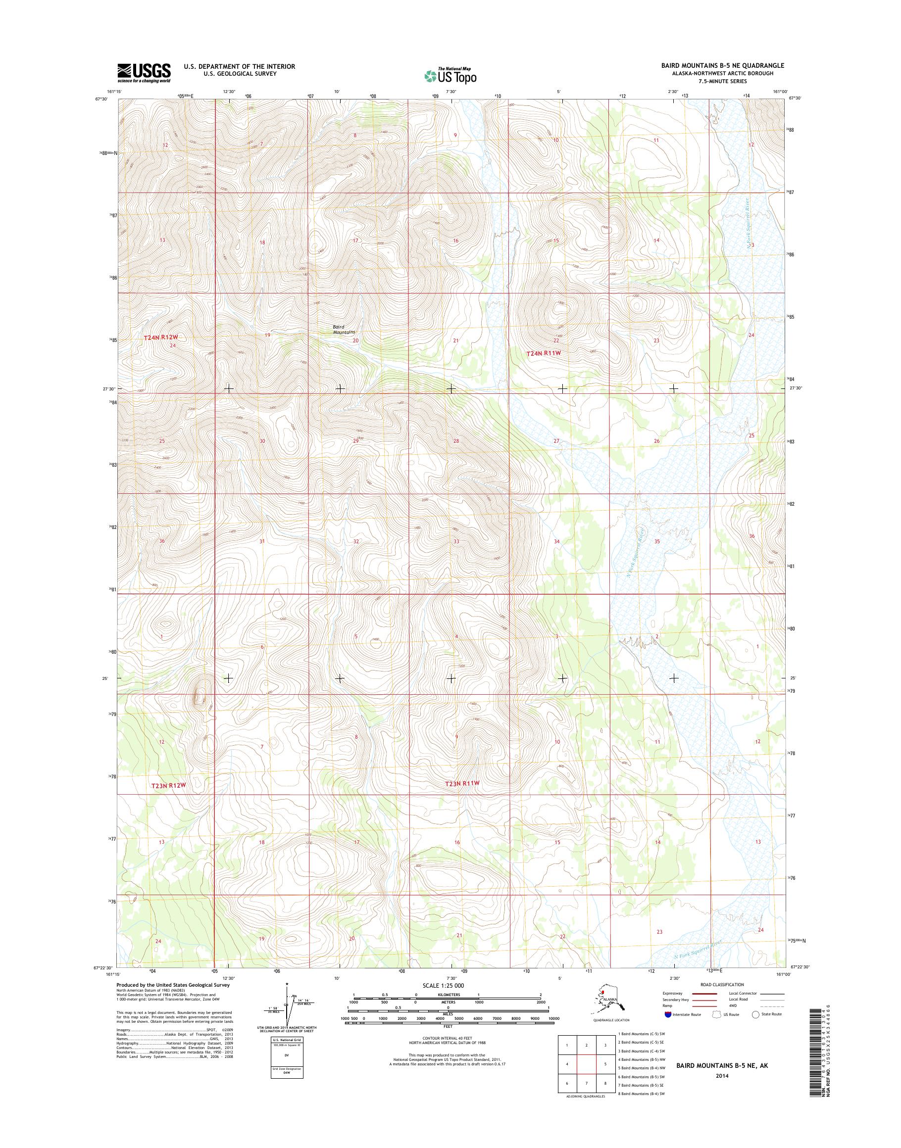 Baird Mountains B-5 NE Alaska US Topo Map – MyTopo Map Store