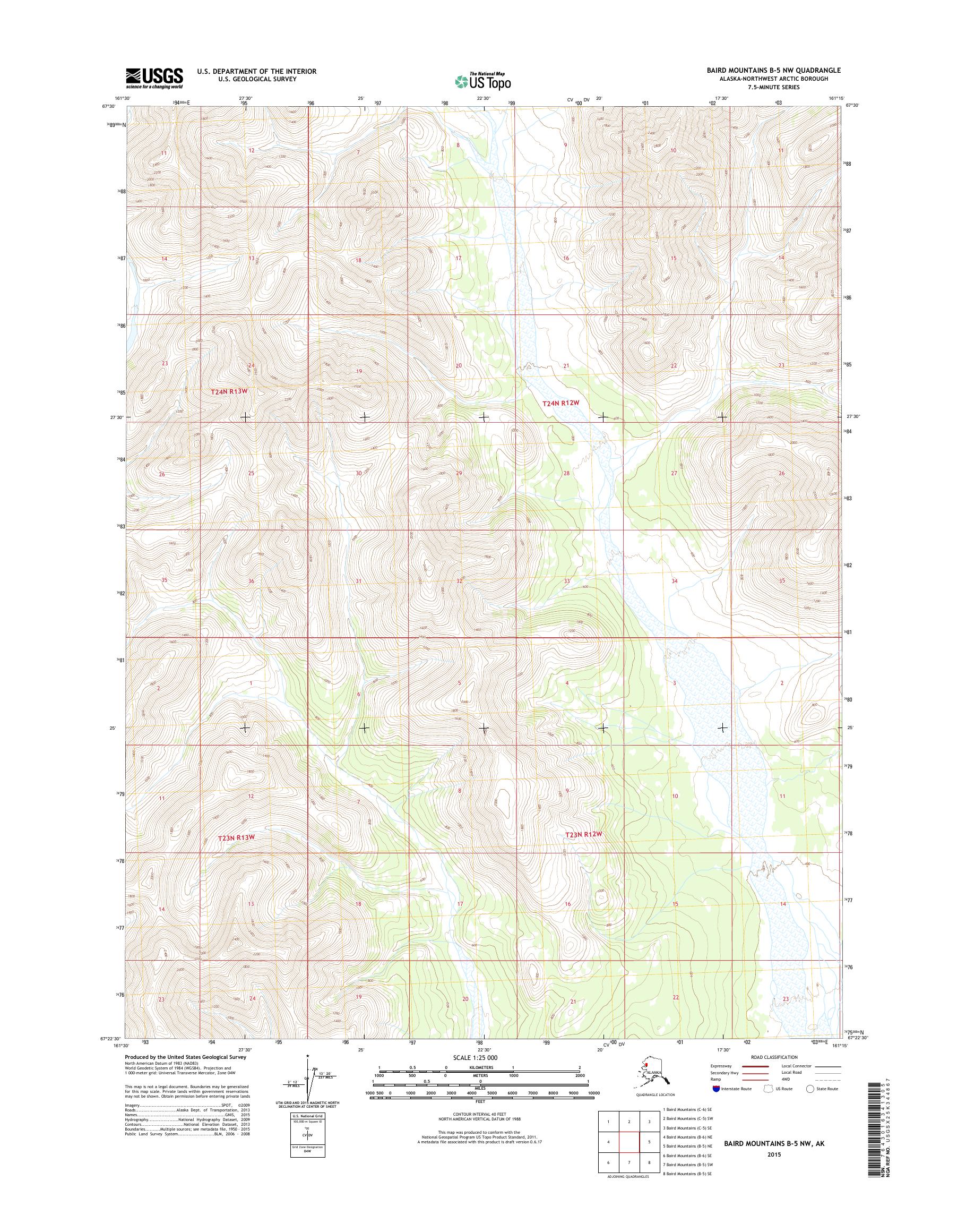 Baird Mountains B-5 NW Alaska US Topo Map – MyTopo Map Store