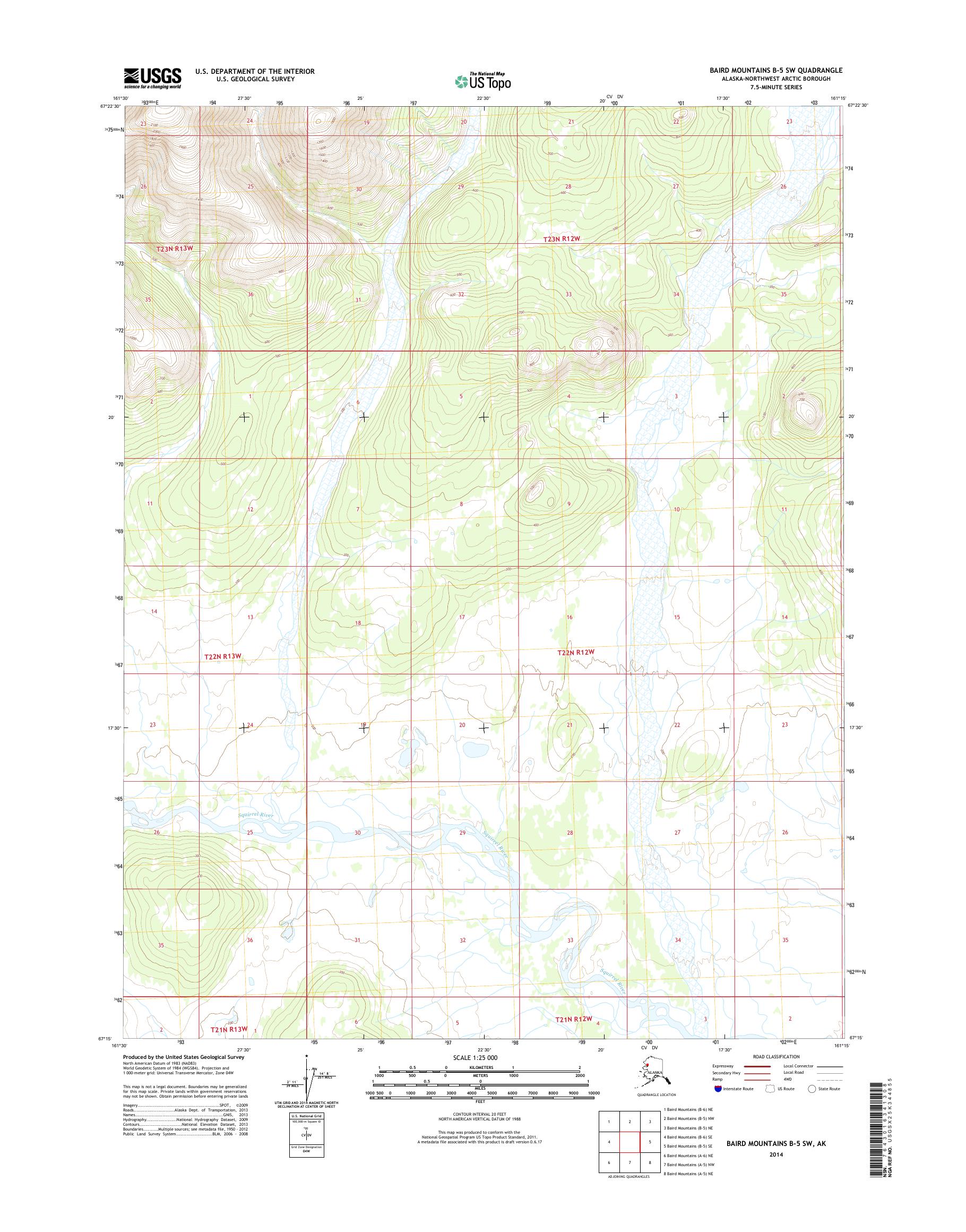 Baird Mountains B-5 SW Alaska US Topo Map – MyTopo Map Store