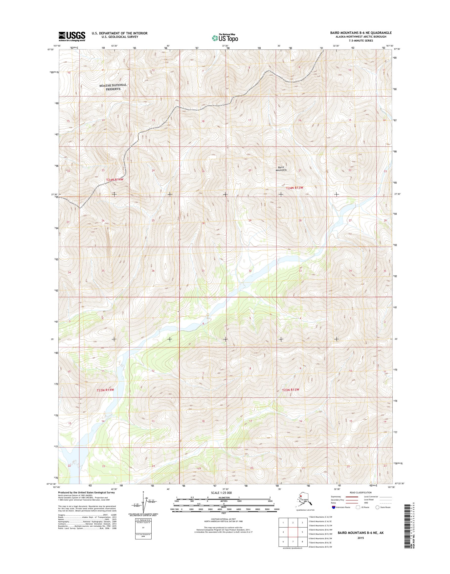 Baird Mountains B-6 NE Alaska US Topo Map – MyTopo Map Store