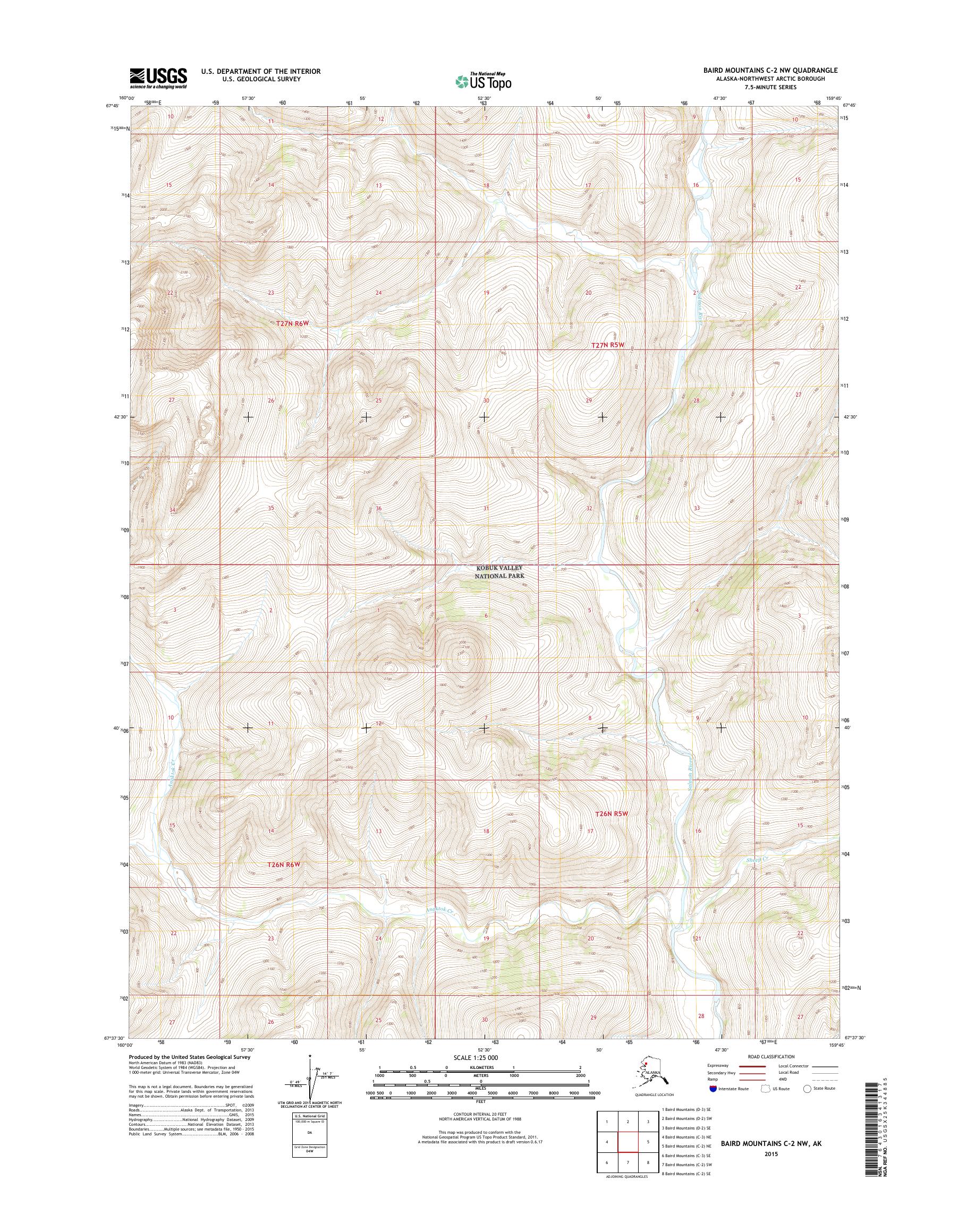 Baird Mountains C-2 NW Alaska US Topo Map – MyTopo Map Store