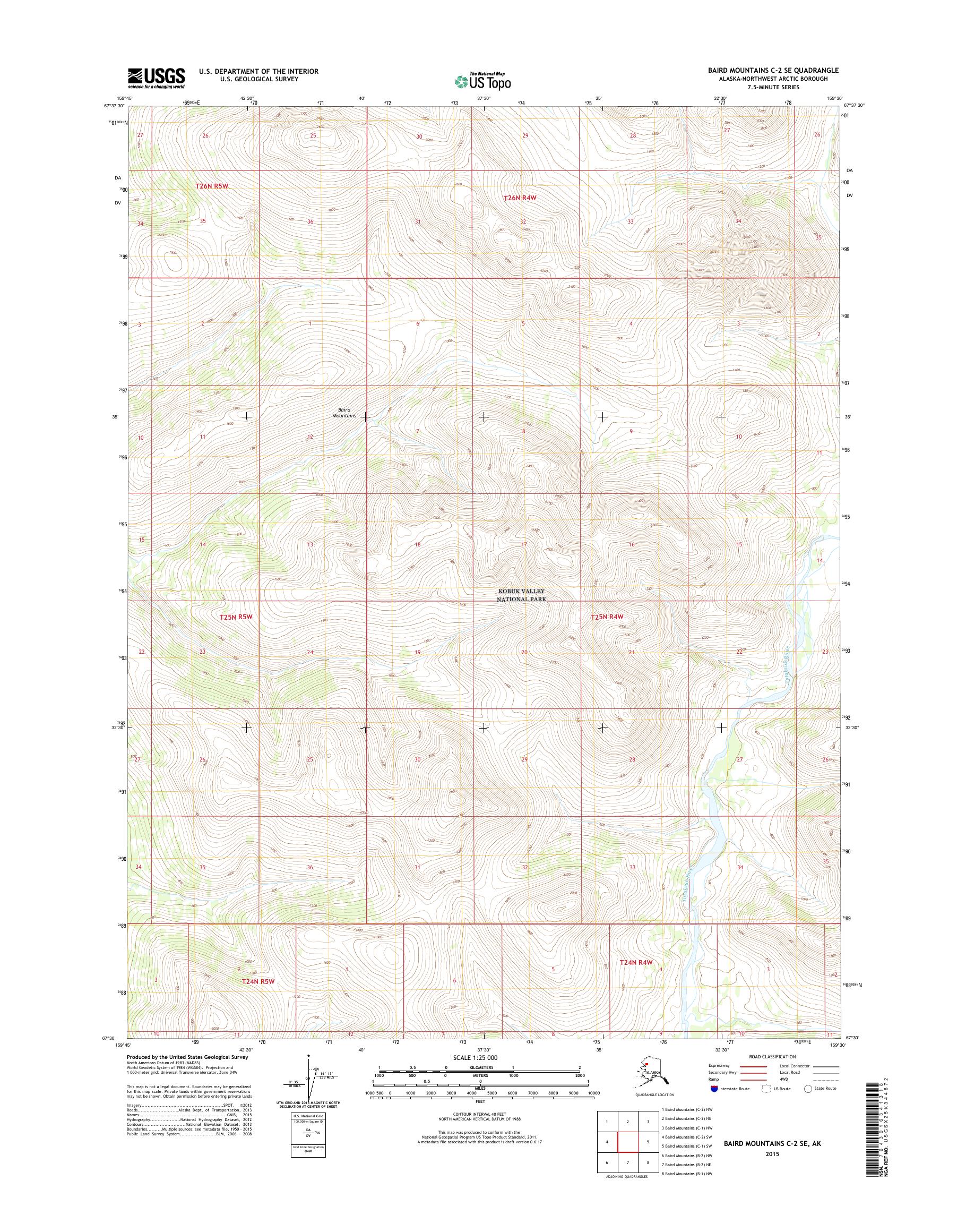 Baird Mountains C-2 SE Alaska US Topo Map – MyTopo Map Store