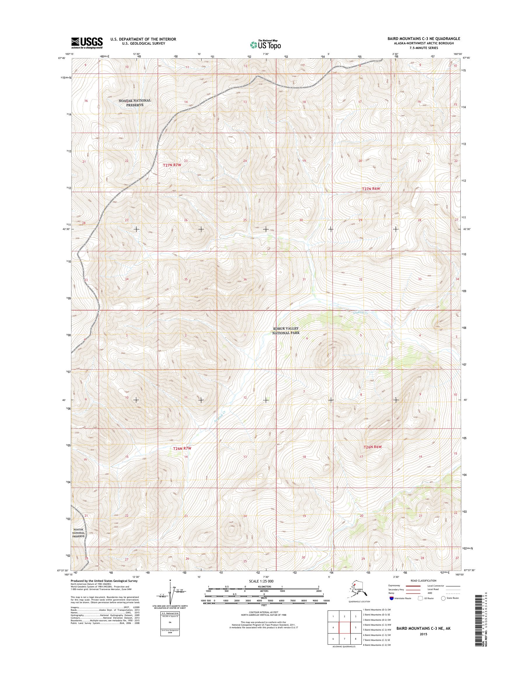 Baird Mountains C-3 NE Alaska US Topo Map – MyTopo Map Store