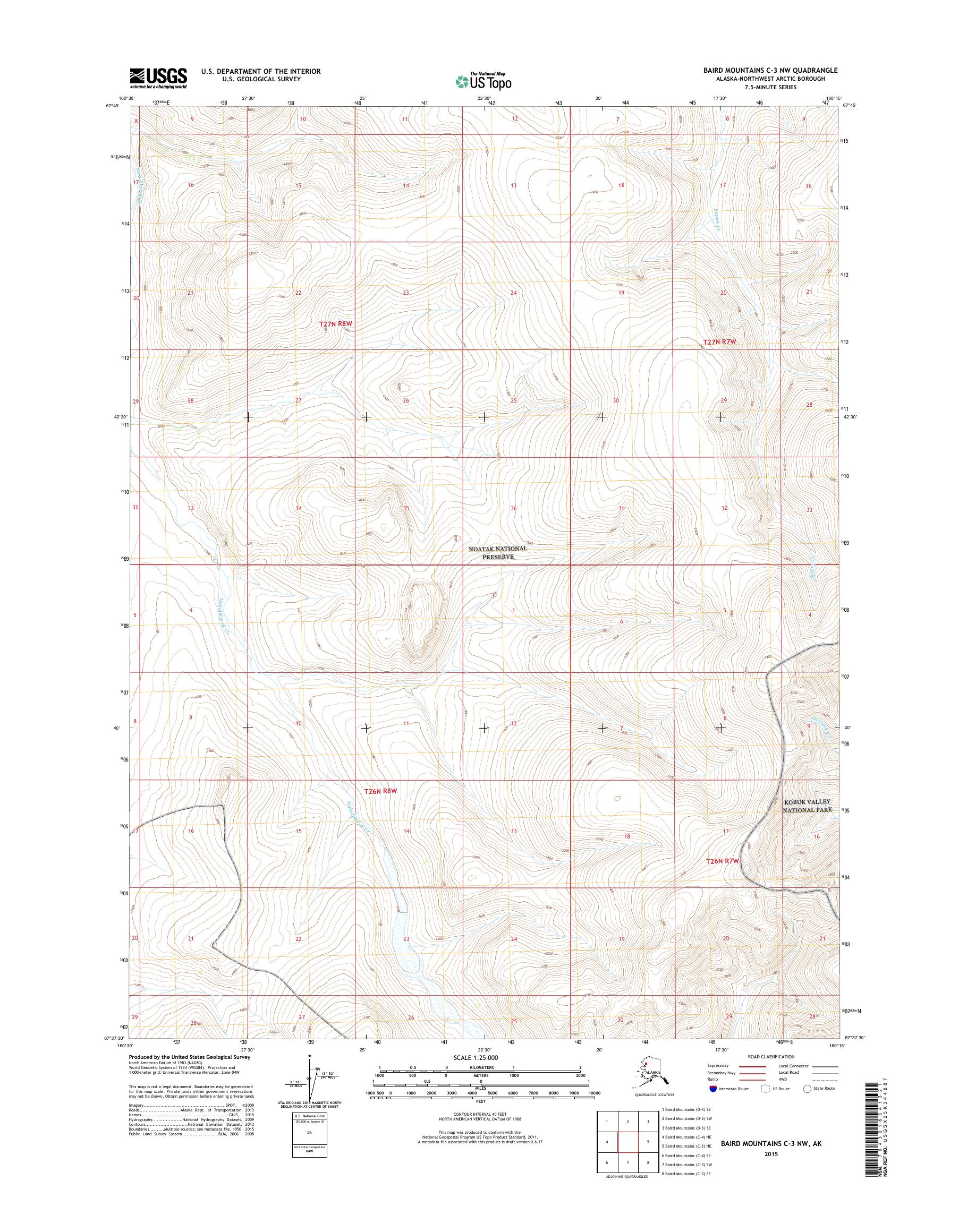 Baird Mountains C-3 NW Alaska US Topo Map – MyTopo Map Store
