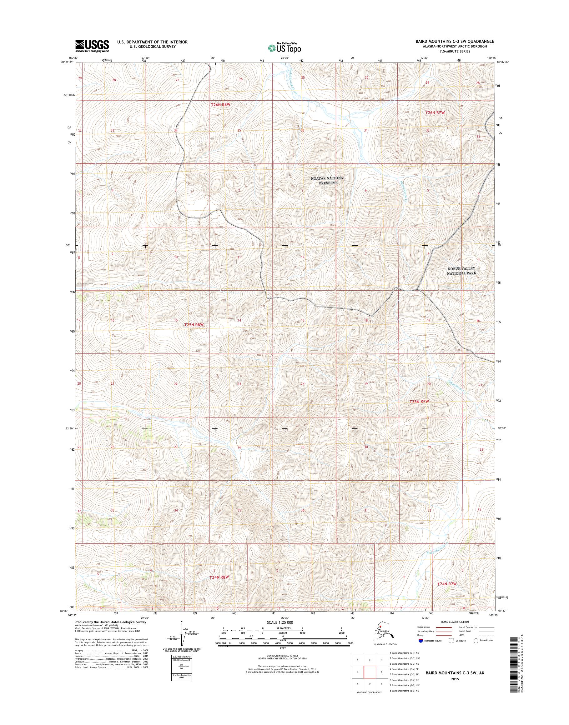 Baird Mountains C-3 SW Alaska US Topo Map – MyTopo Map Store
