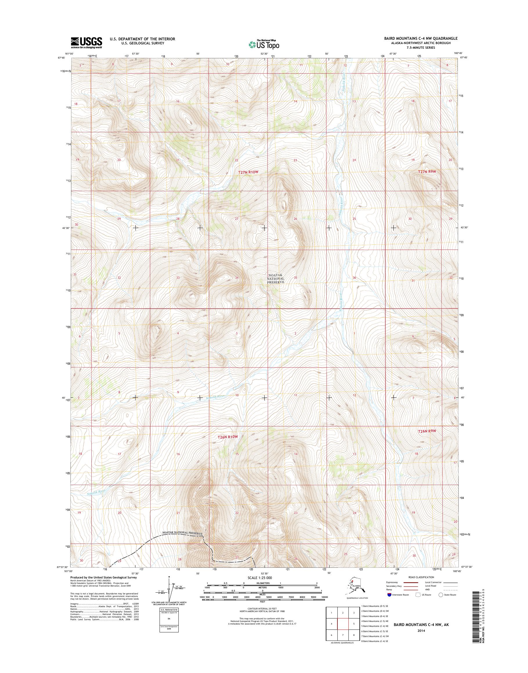 Baird Mountains C-4 NW Alaska US Topo Map – MyTopo Map Store