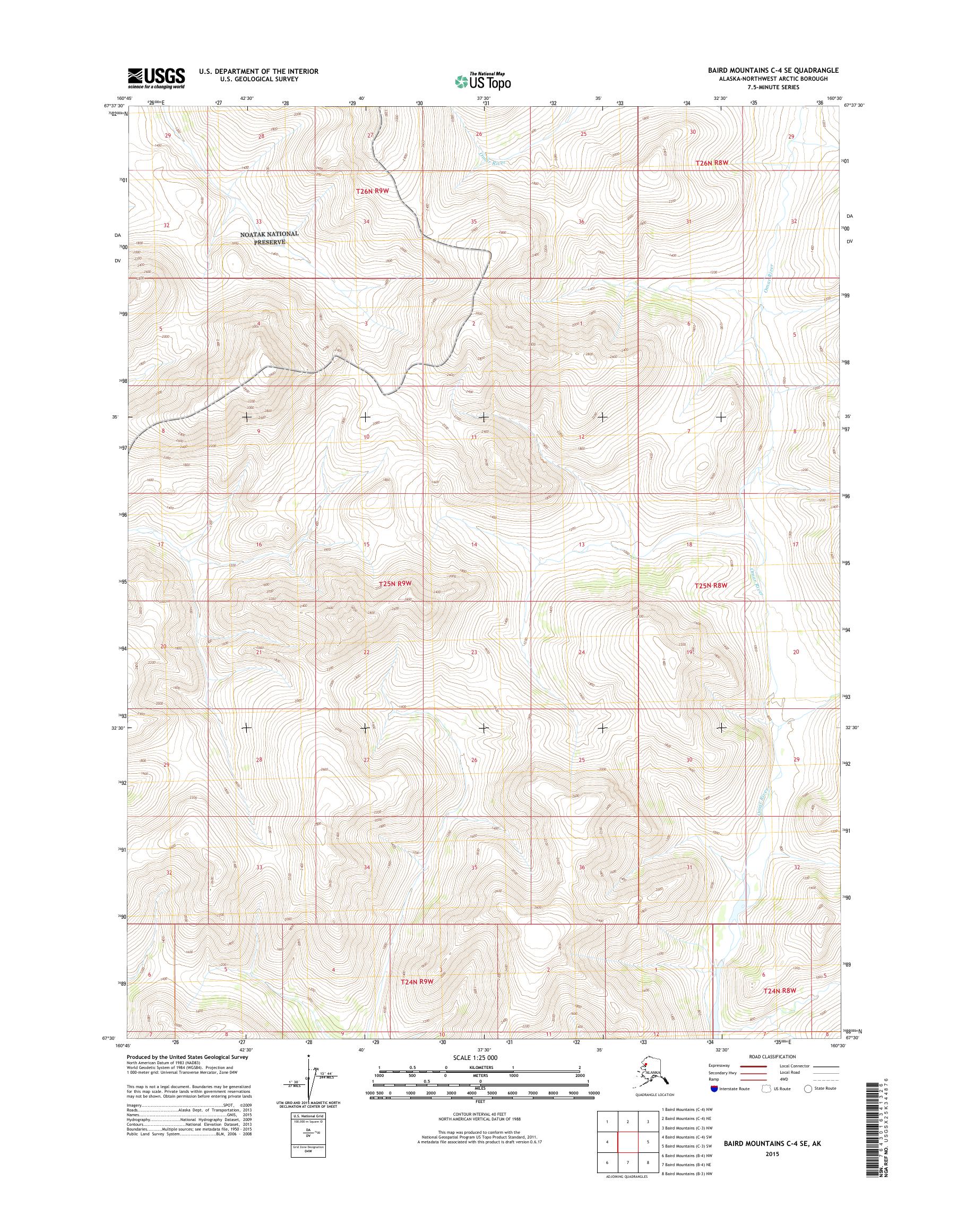 Baird Mountains C-4 SE Alaska US Topo Map – MyTopo Map Store
