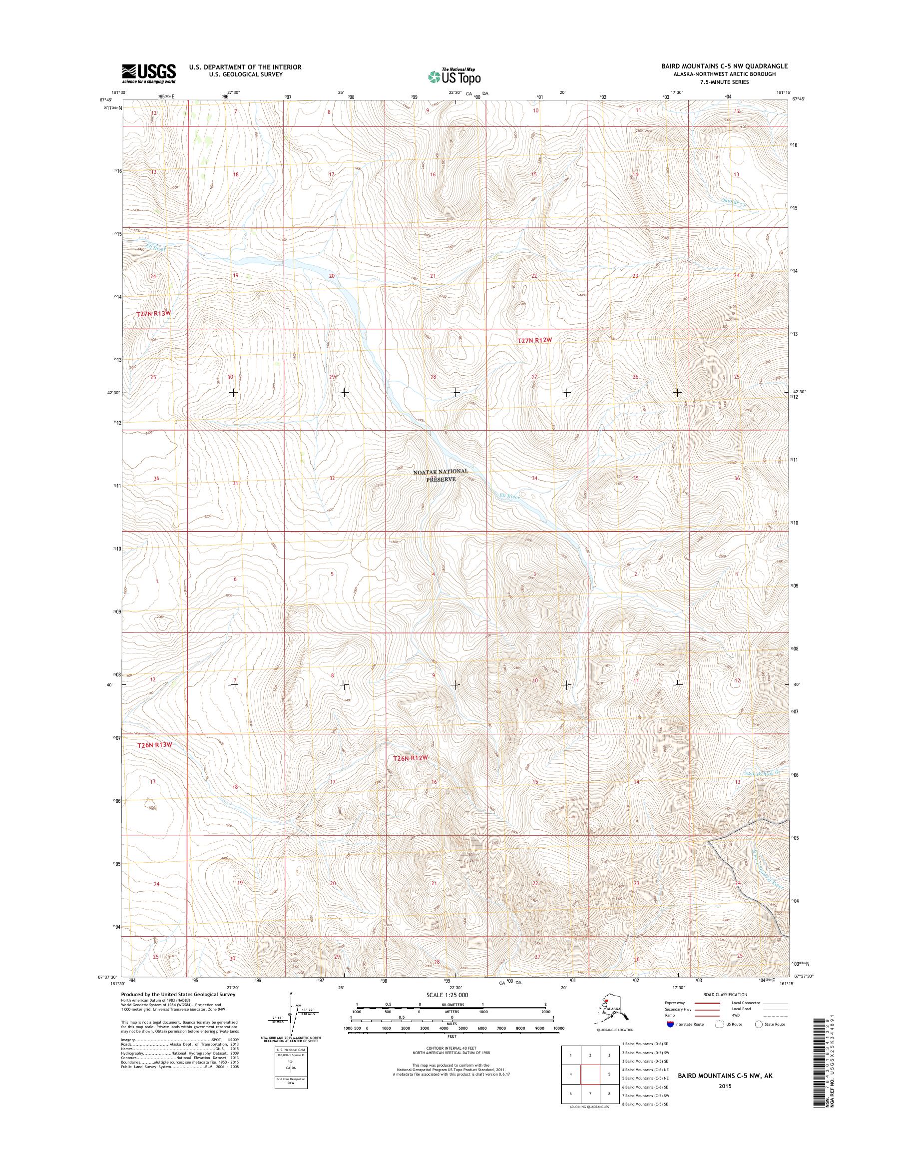 Baird Mountains C-5 NW Alaska US Topo Map – MyTopo Map Store