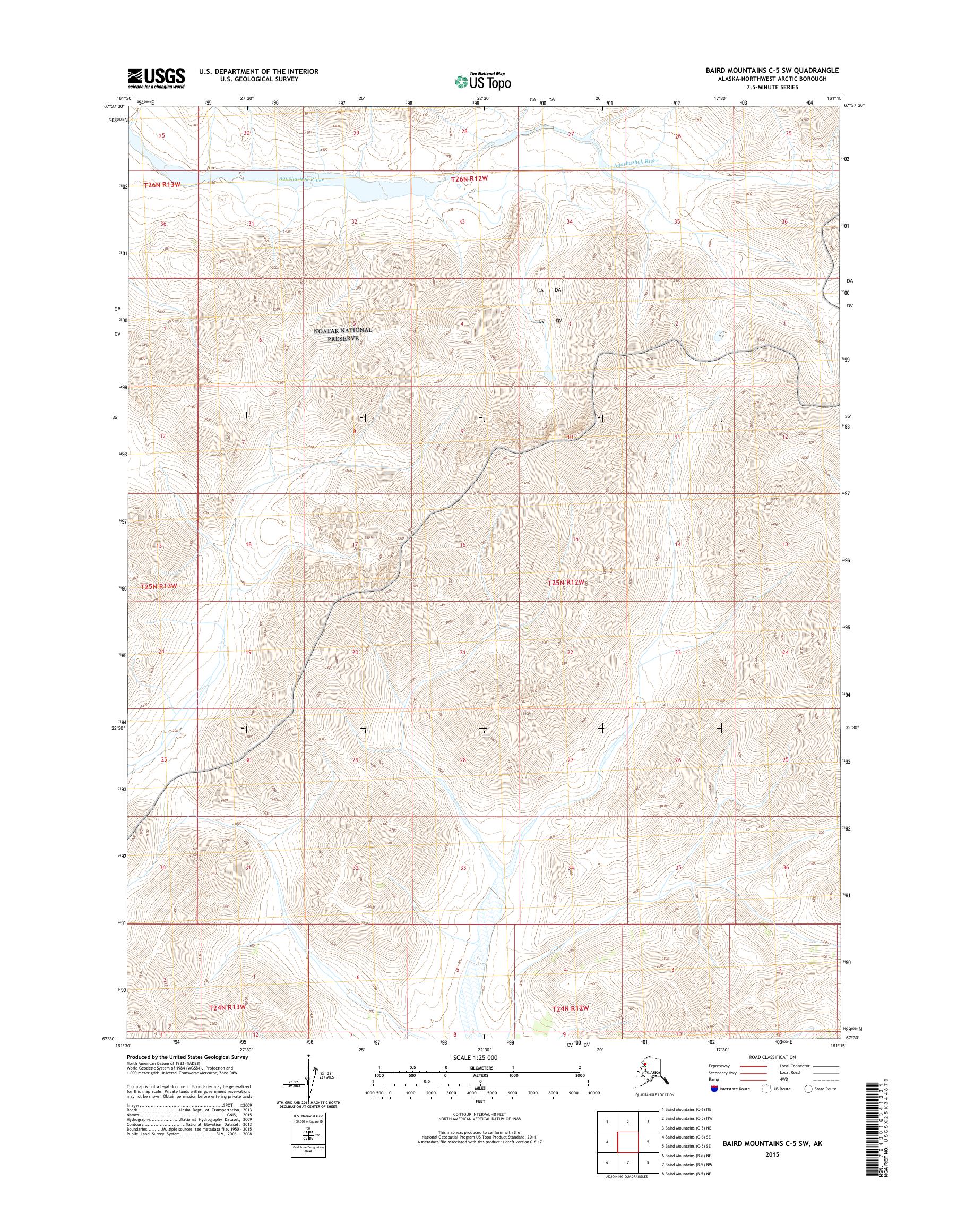 Baird Mountains C-5 SW Alaska US Topo Map – MyTopo Map Store