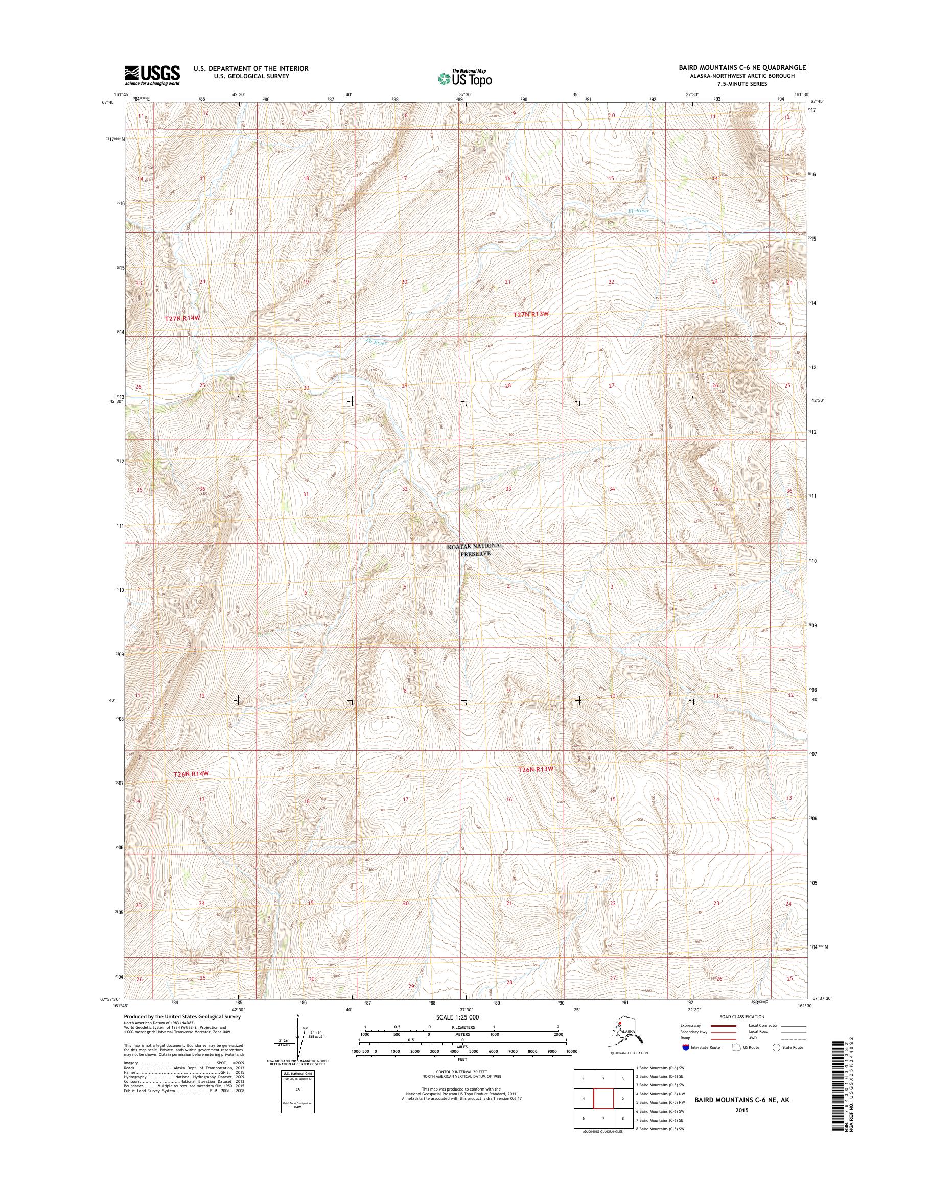 Baird Mountains C-6 NE Alaska US Topo Map – MyTopo Map Store