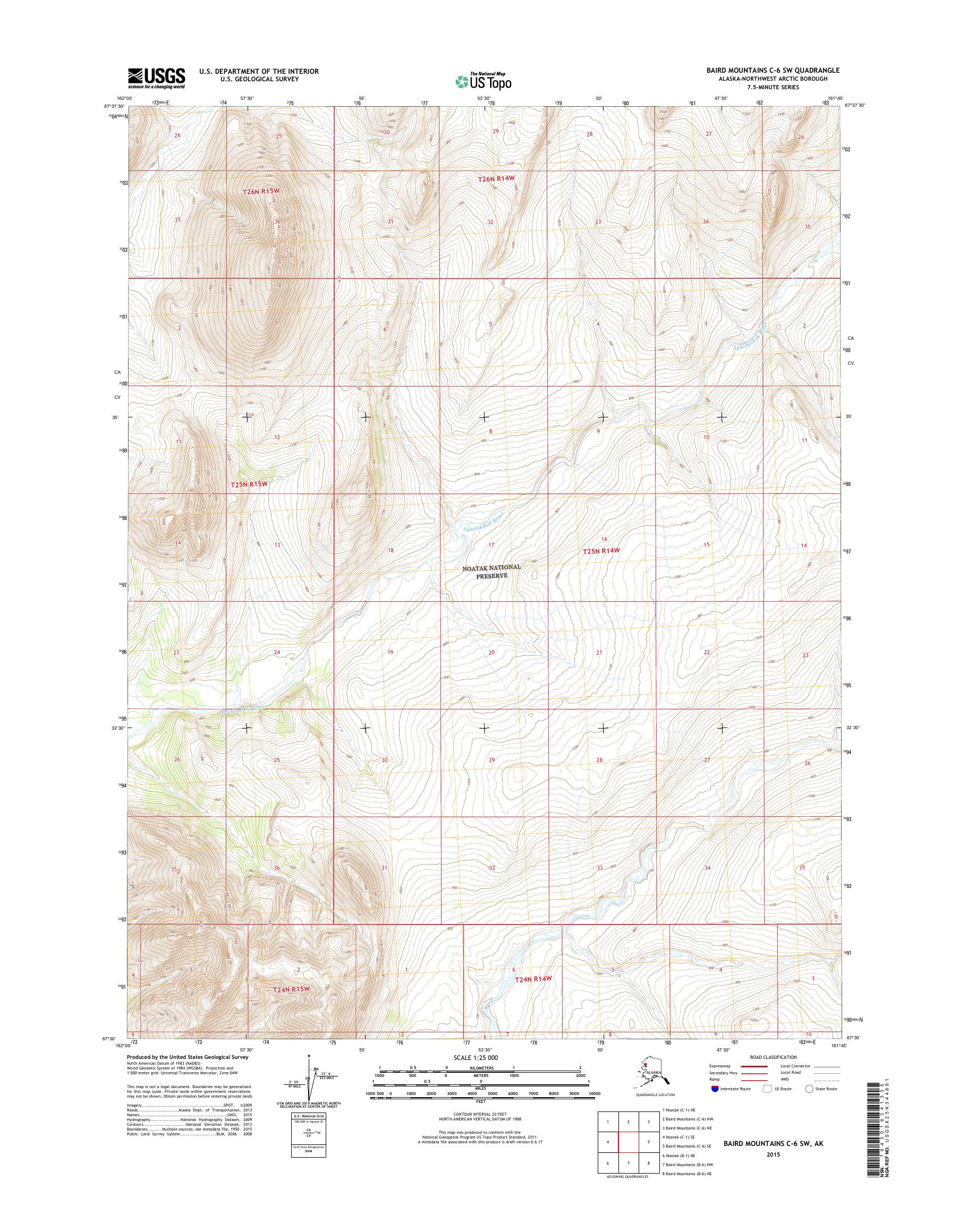Baird Mountains C-6 SW Alaska US Topo Map – MyTopo Map Store