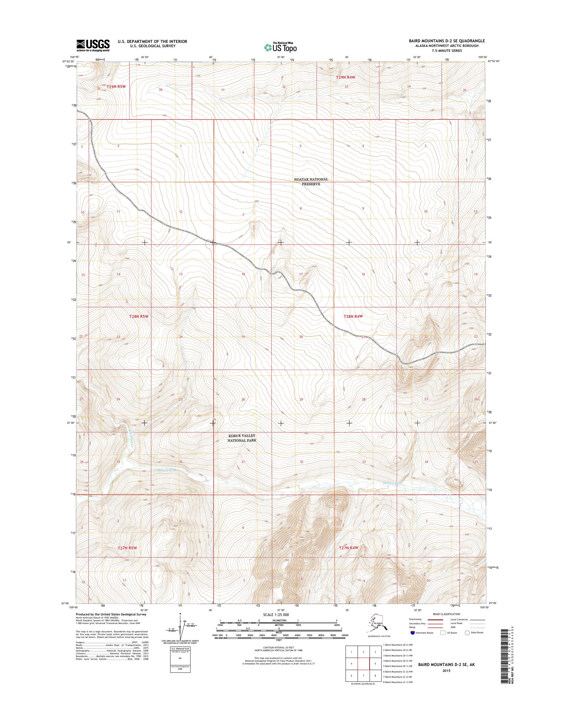 Baird Mountains D-2 SE Alaska US Topo Map – MyTopo Map Store