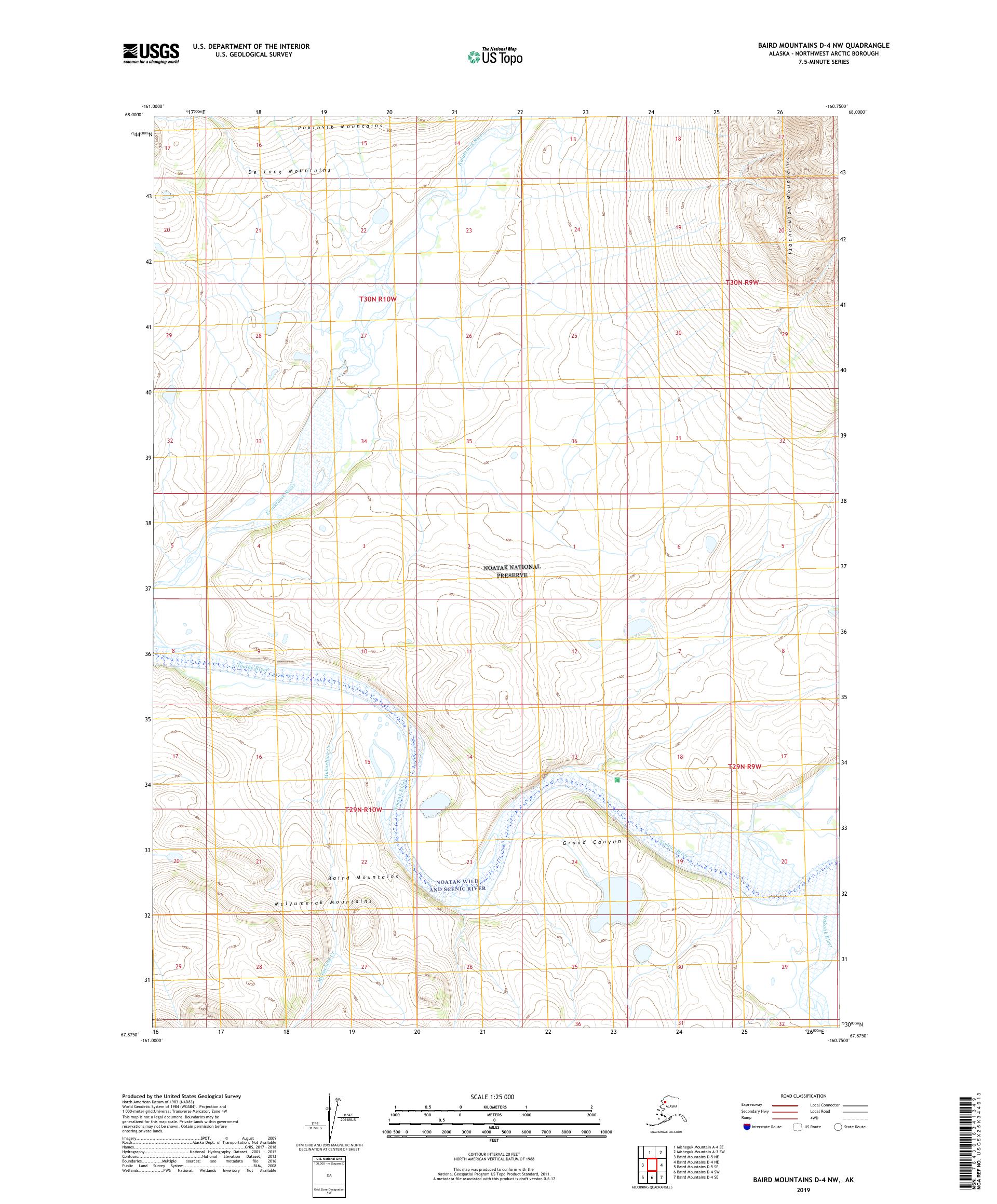 Baird Mountains D-4 NW Alaska US Topo Map – MyTopo Map Store