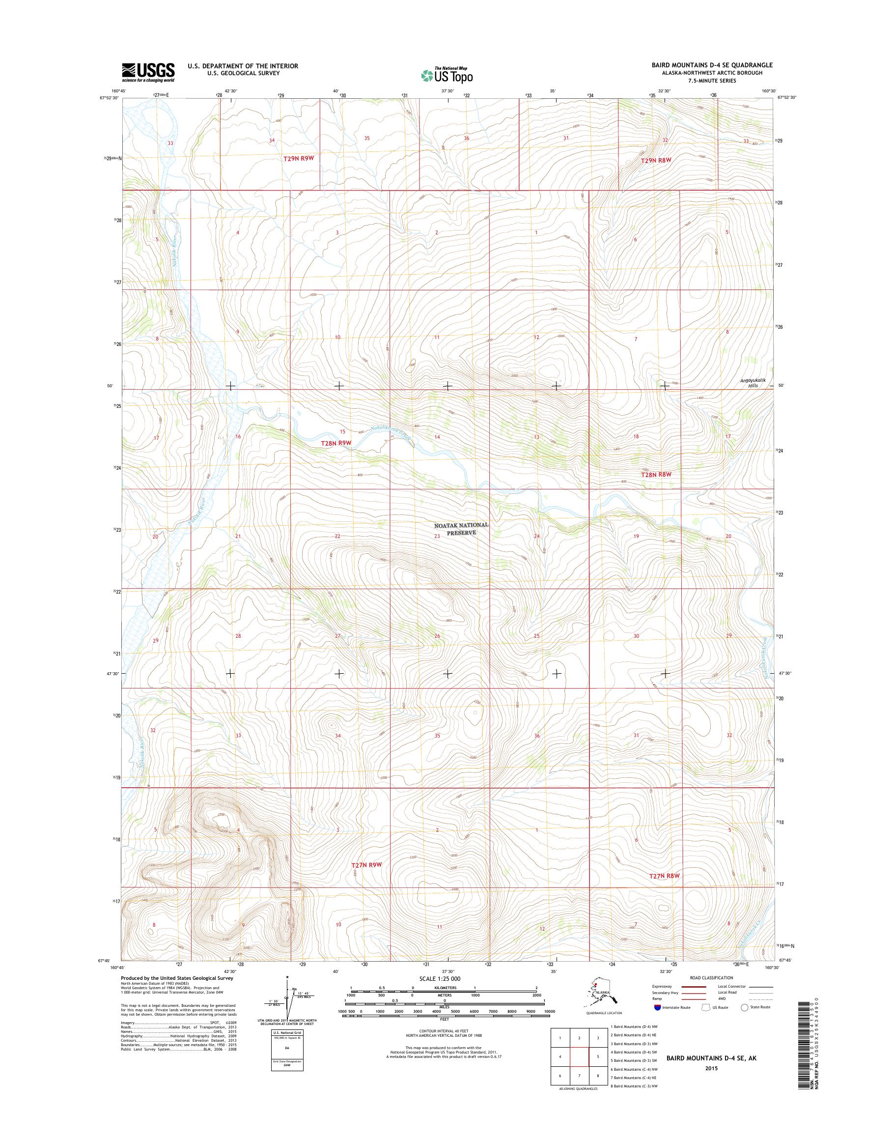 Baird Mountains D-4 SE Alaska US Topo Map – MyTopo Map Store