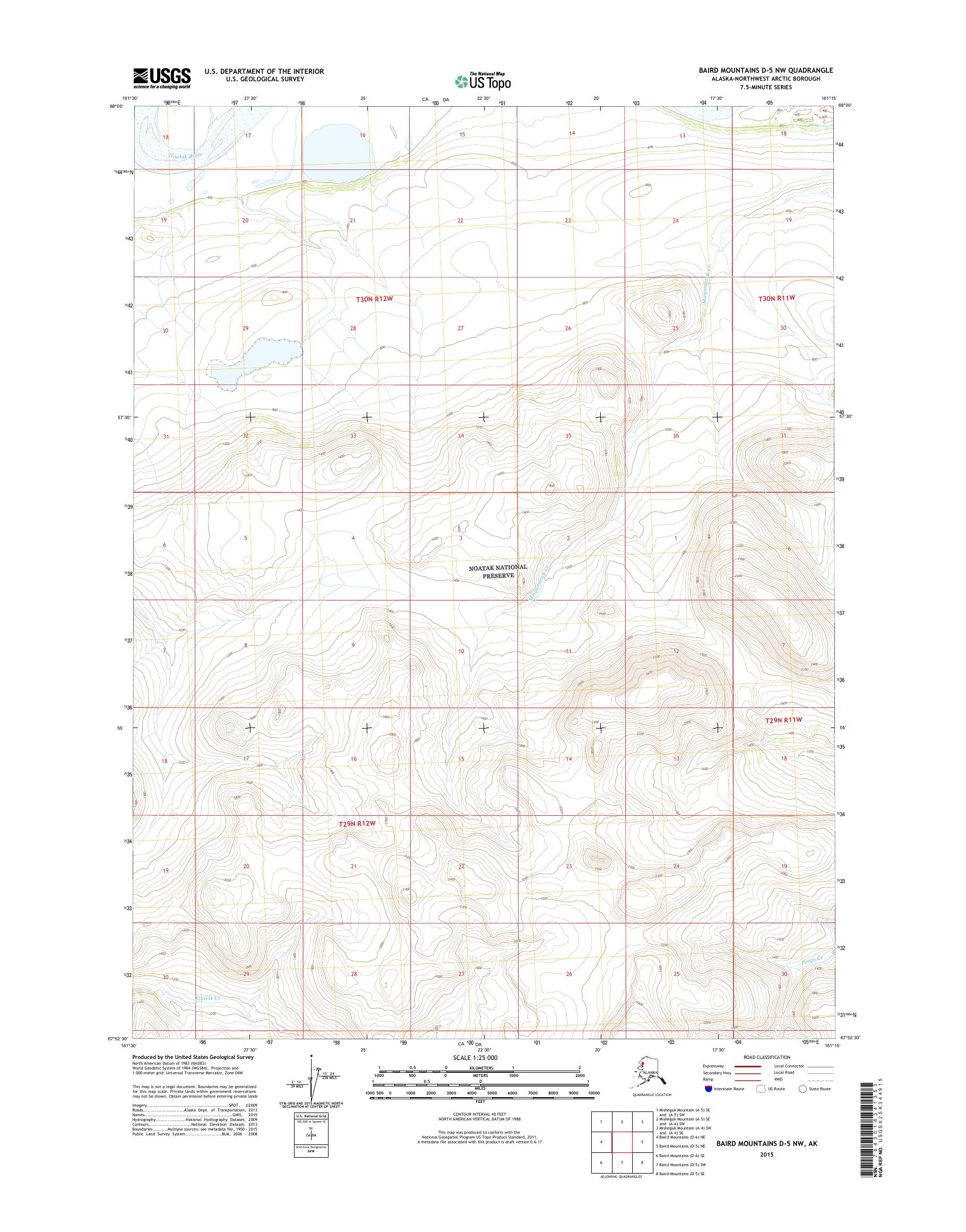 Baird Mountains D-5 NW Alaska US Topo Map – MyTopo Map Store