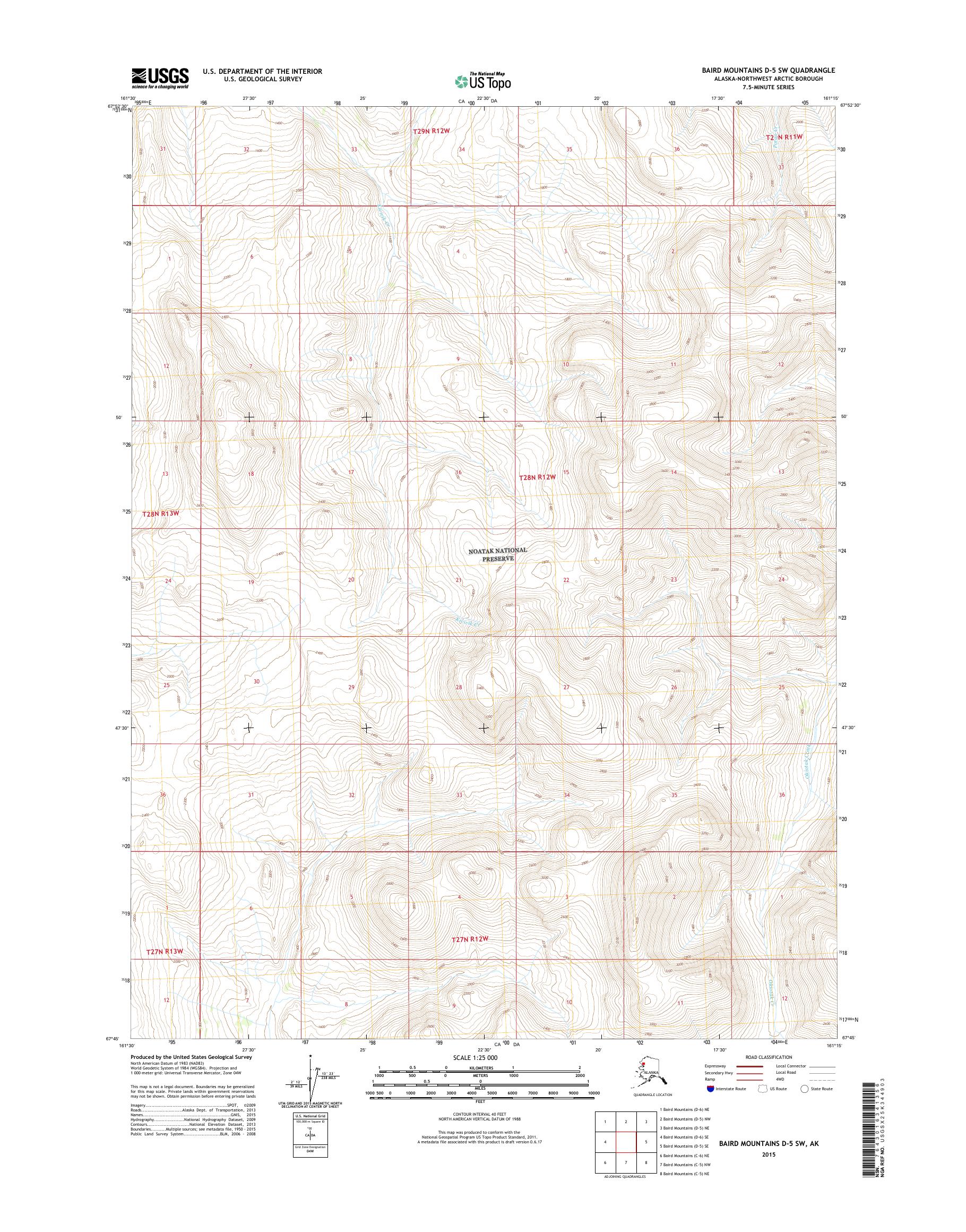Baird Mountains D-5 SW Alaska US Topo Map – MyTopo Map Store