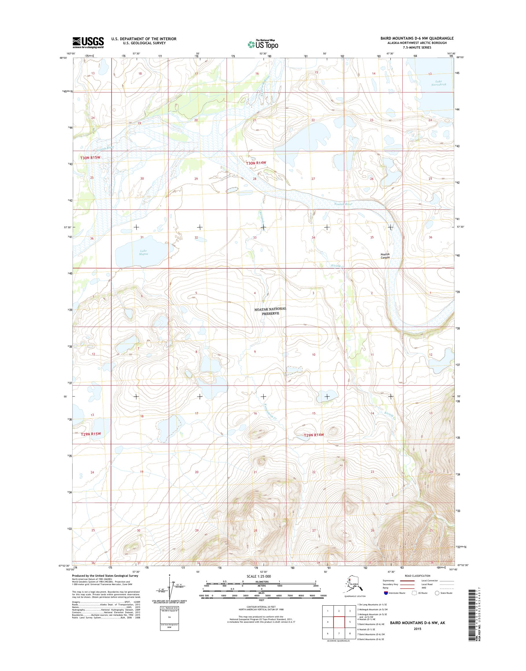 Baird Mountains D-6 NW Alaska US Topo Map – MyTopo Map Store