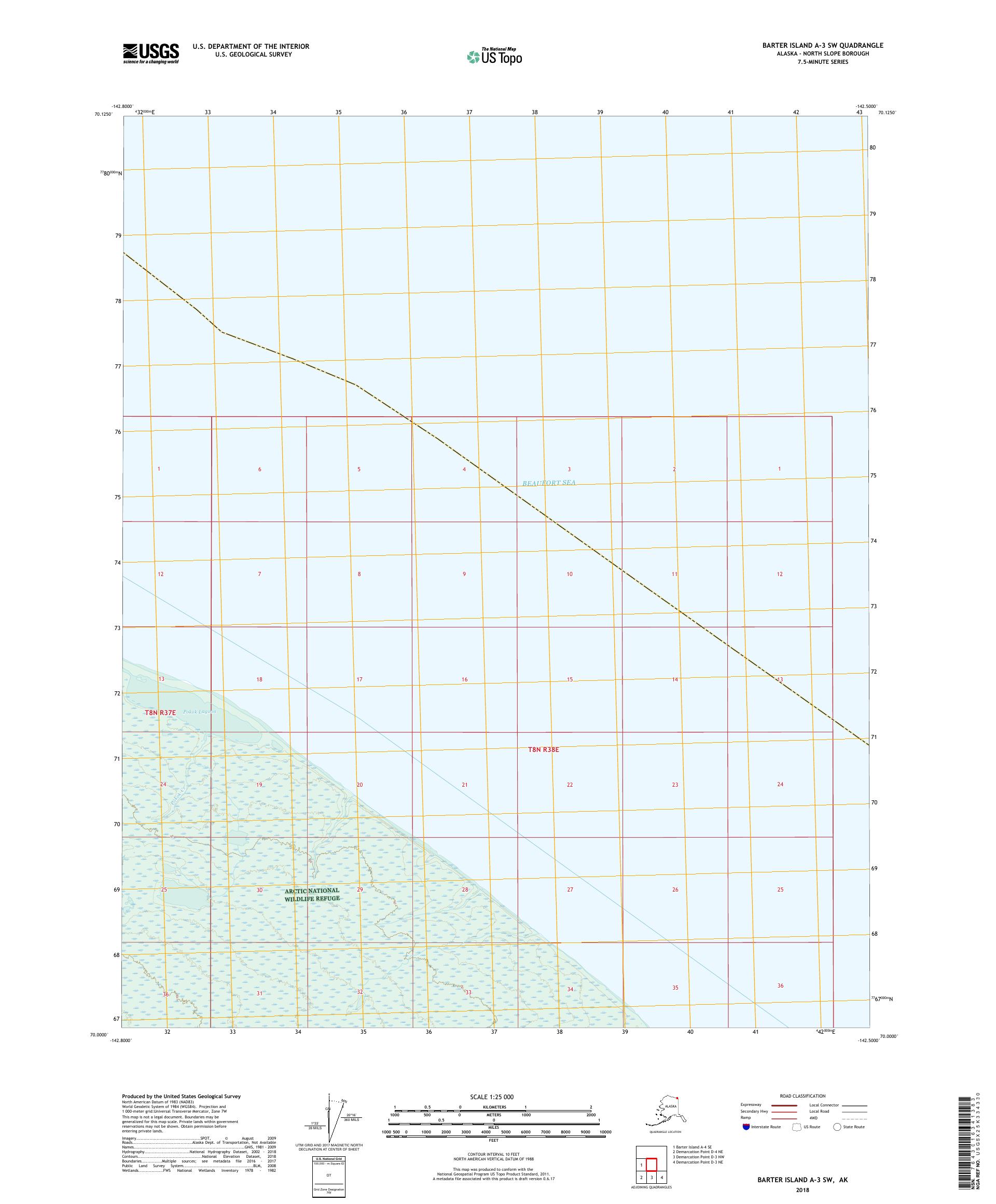 Barter Island A-3 SW Alaska US Topo Map – MyTopo Map Store