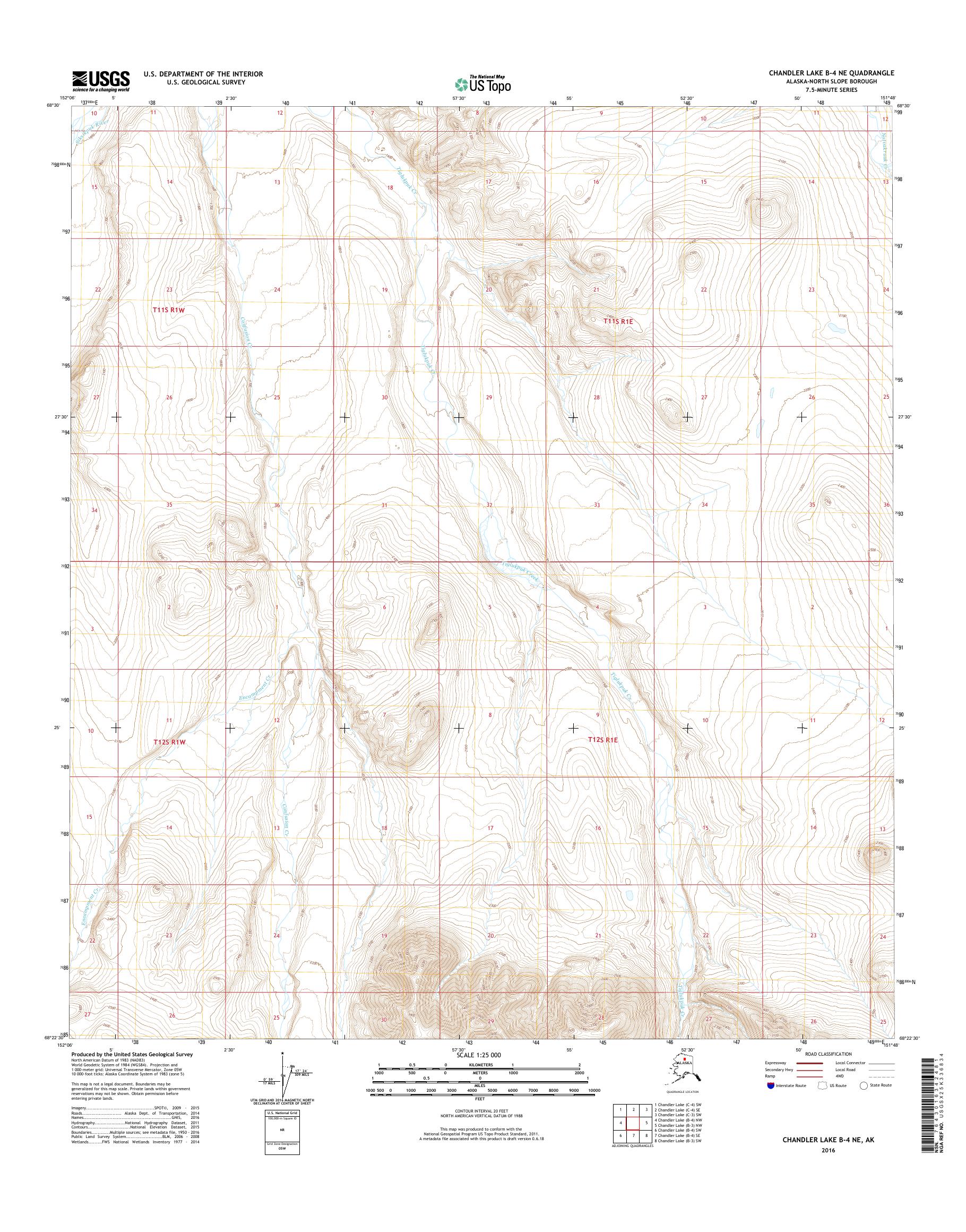 Chandler Lake B-4 NE Alaska US Topo Map – MyTopo Map Store