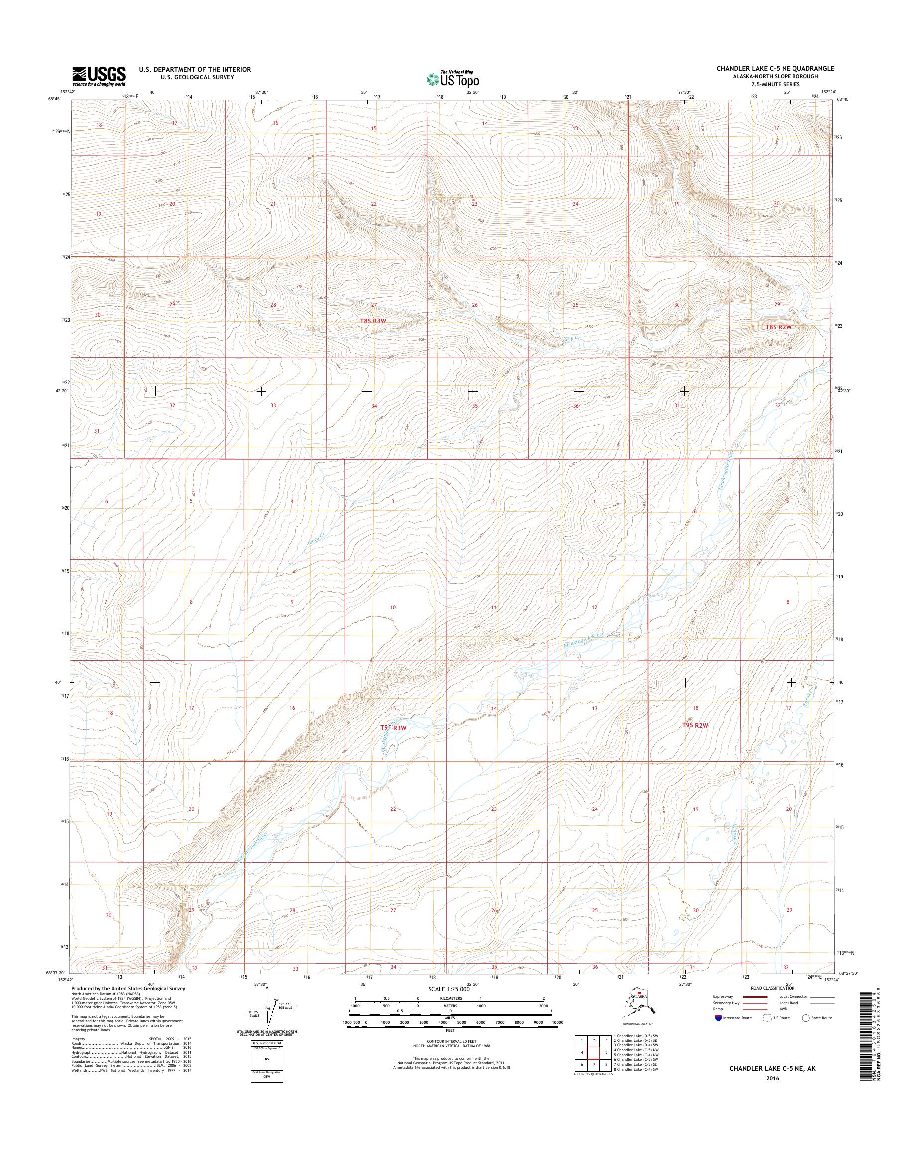 Chandler Lake C-5 NE Alaska US Topo Map – MyTopo Map Store
