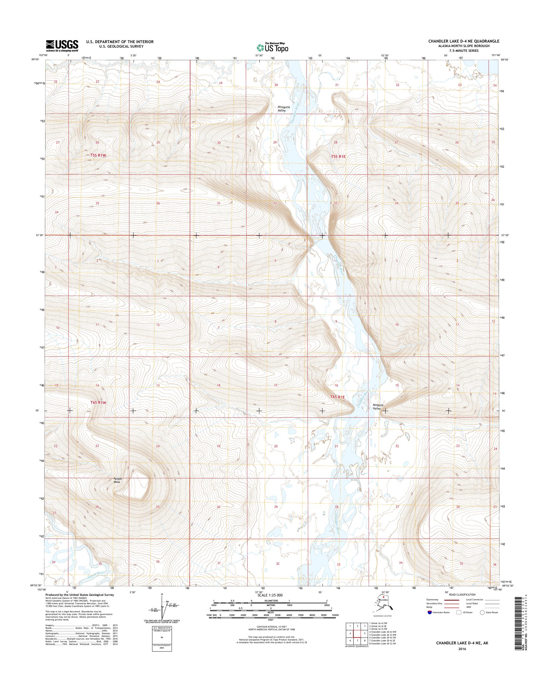 Chandler Lake D-4 NE Alaska US Topo Map – MyTopo Map Store