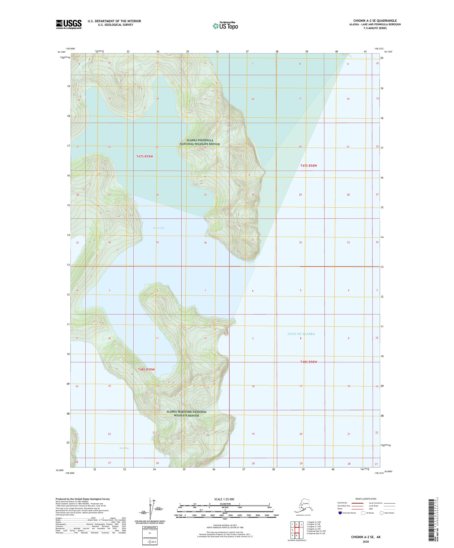 Chignik A-2 SE Alaska US Topo Map – MyTopo Map Store