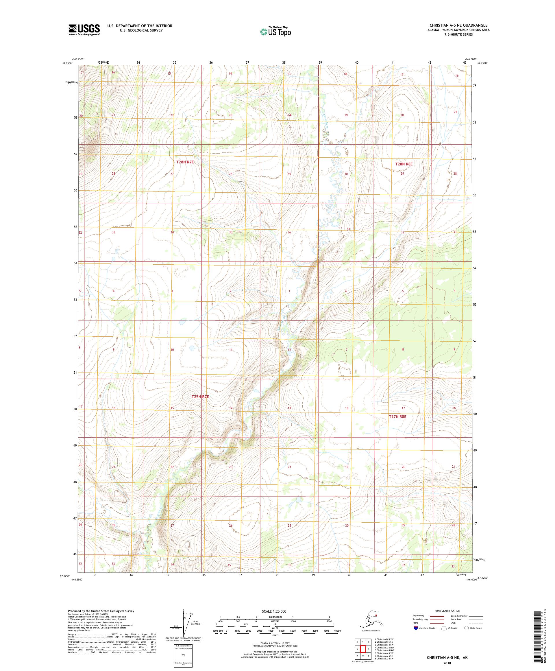 Christian A-5 NE Alaska US Topo Map – MyTopo Map Store