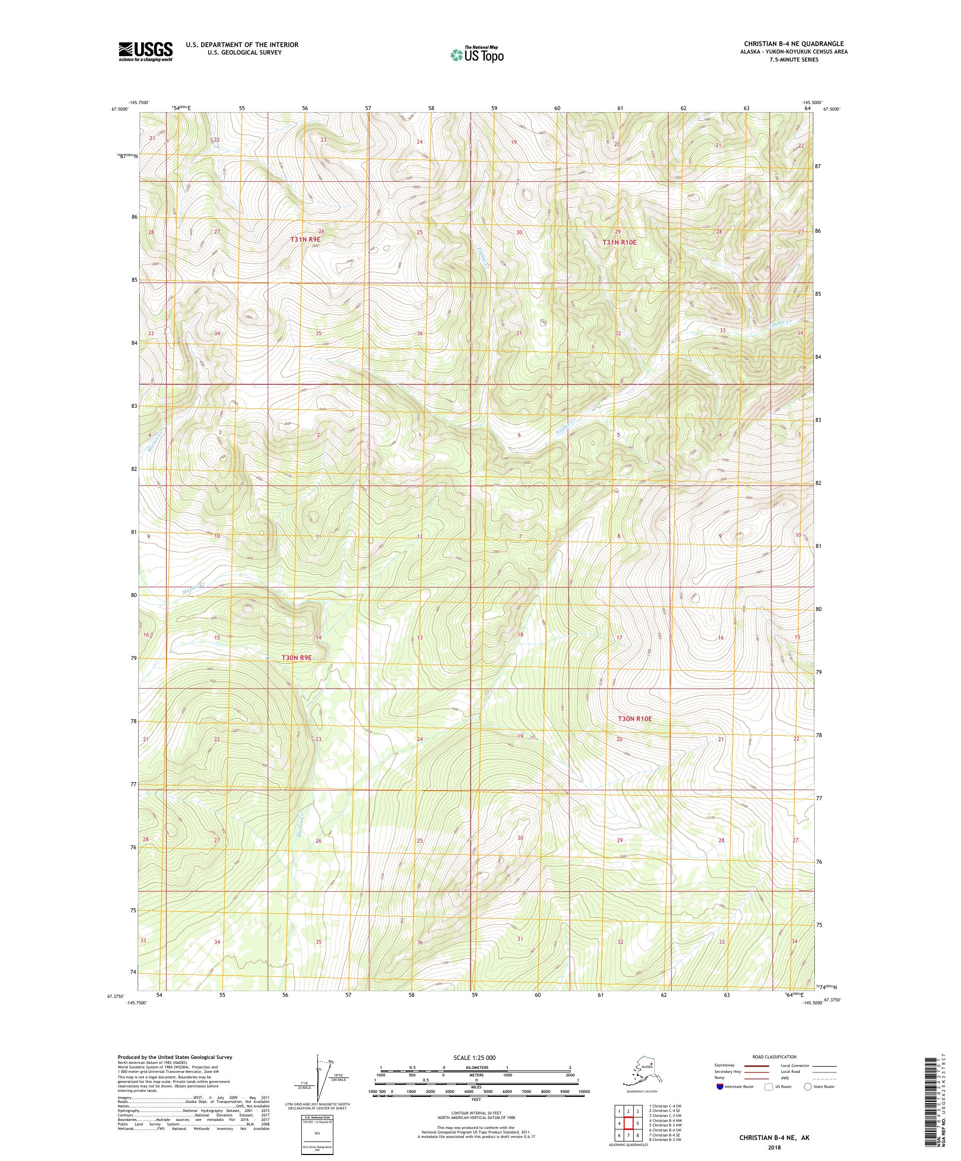 Christian B-4 NE Alaska US Topo Map – MyTopo Map Store