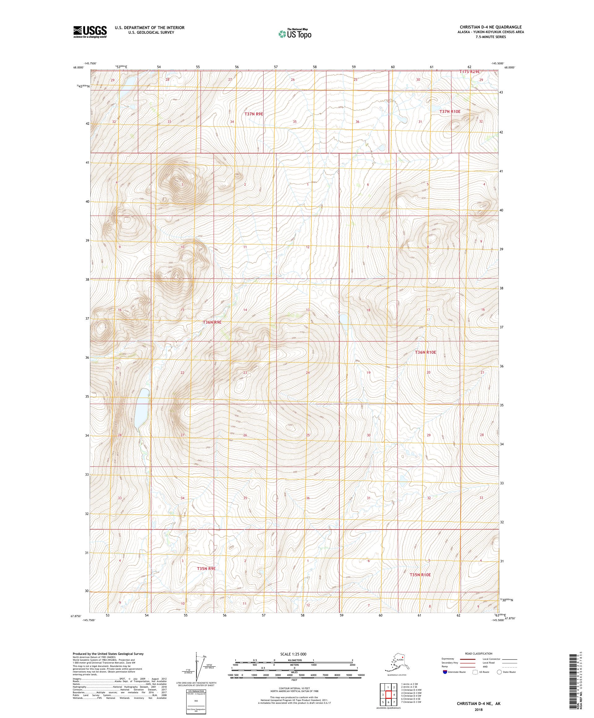Christian D-4 NE Alaska US Topo Map – MyTopo Map Store